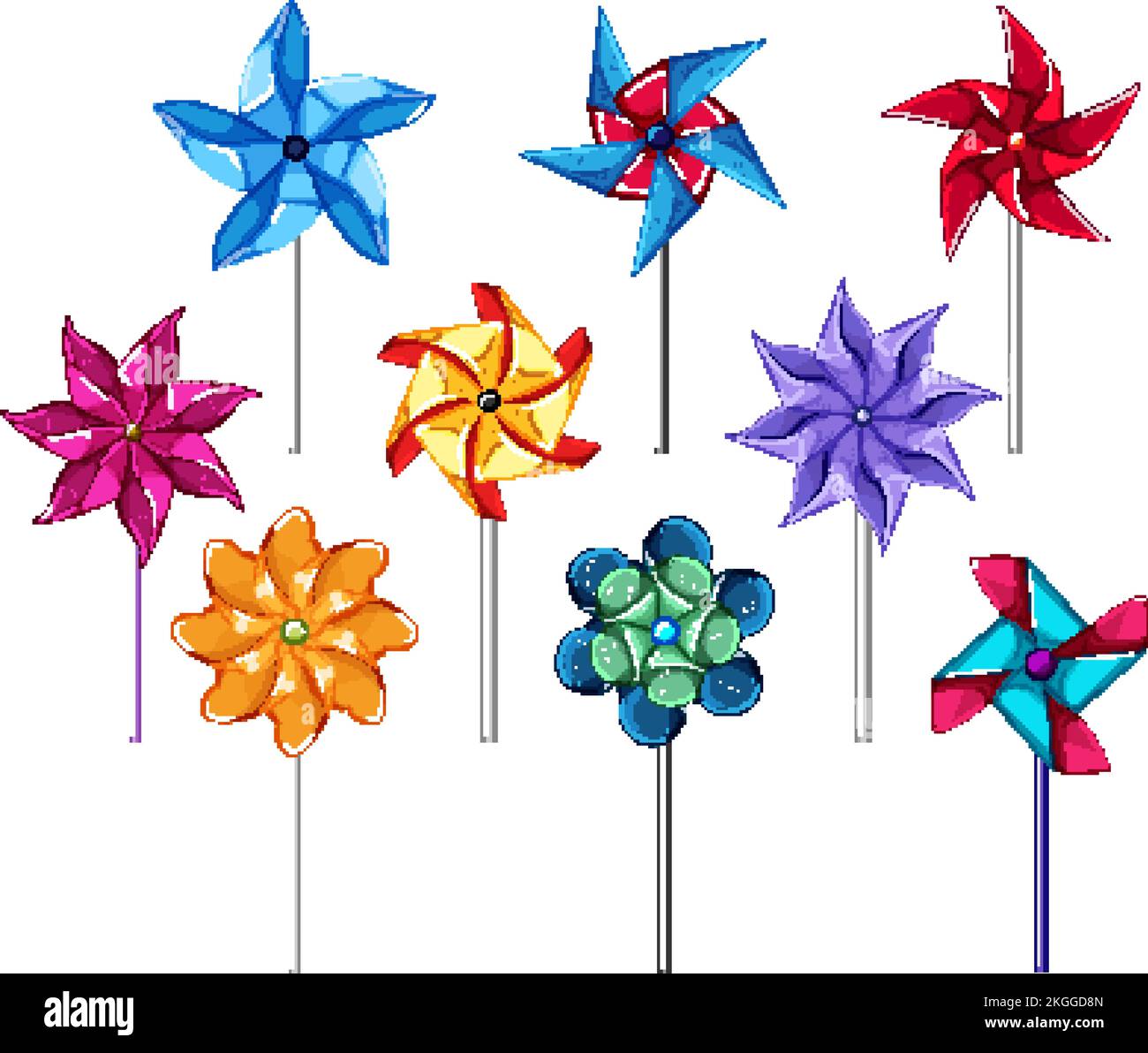 pinwheel toy set cartoon vector illustration Stock Vector Image & Art ...