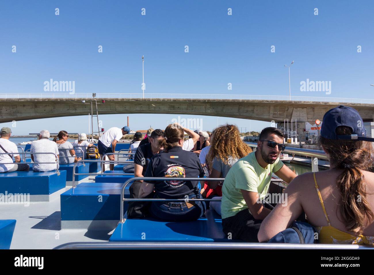 Passengers on ferry from Tavira town centre to Tavira Island, Tavira ...