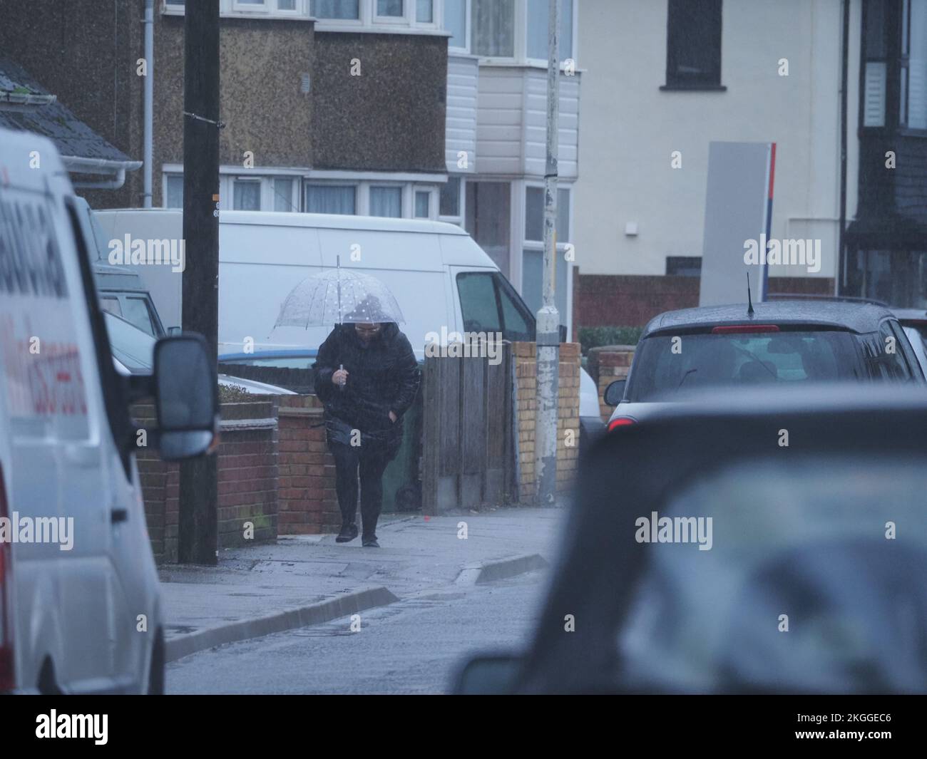Sheerness, Kent, UK. 23rd Nov, 2022. UK Weather: wet and windy morning ...