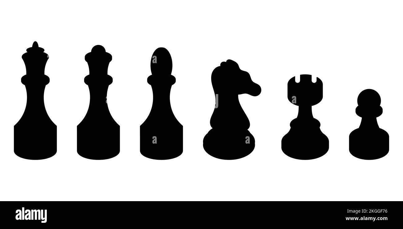 Chess piece silhouette set. Isolated on white background Stock Vector ...
