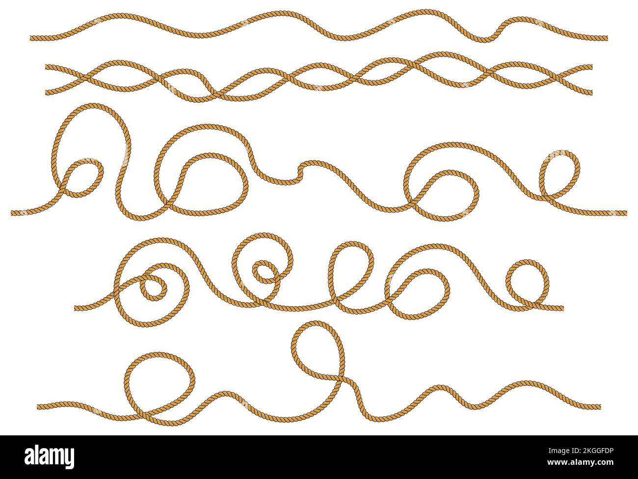 Set of seamless tangled ropes isolated on white background Stock Vector ...