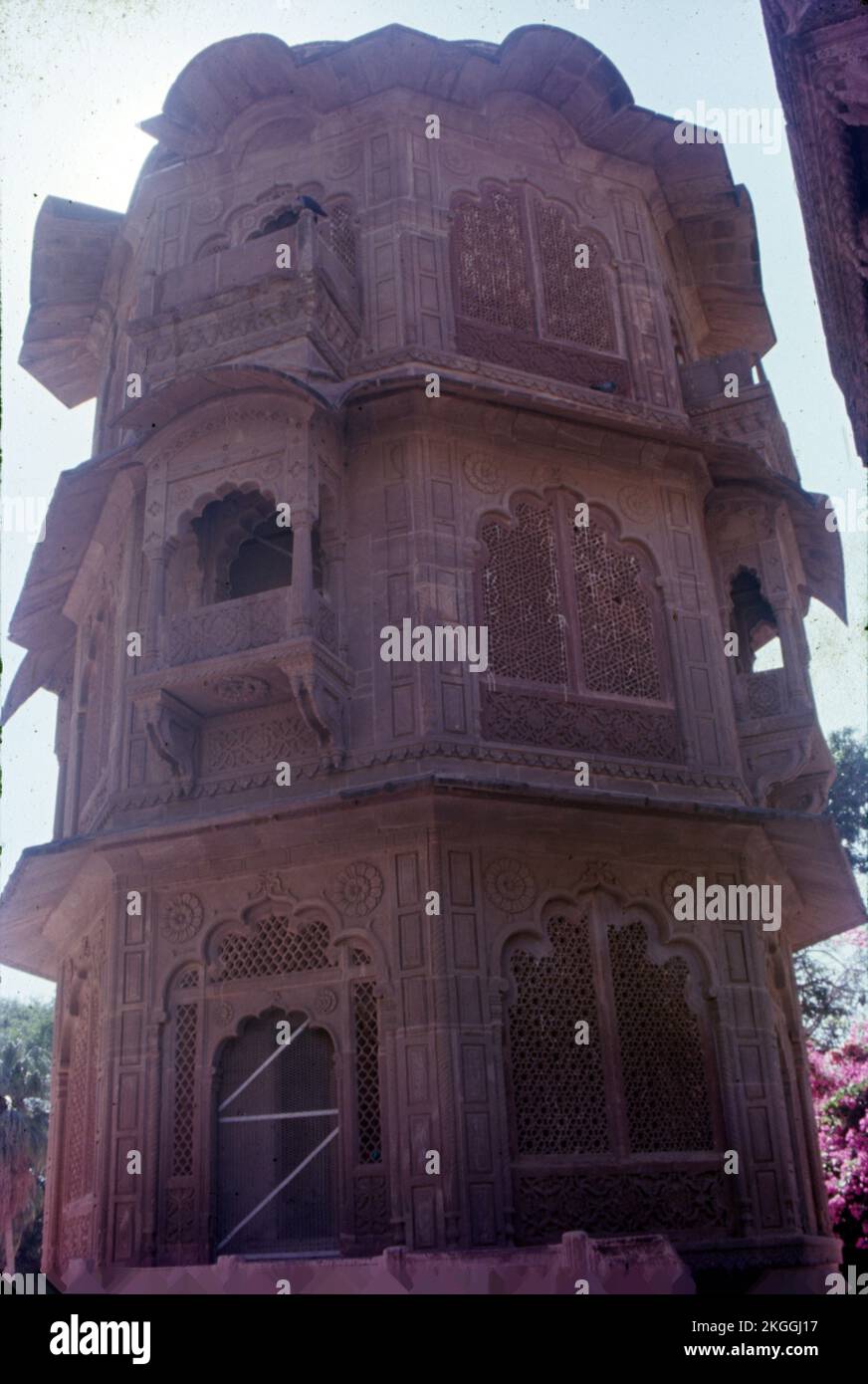 Tower at Mandore Gardens, Jodhpur, Rajasthan. The Mandore garden is the ...
