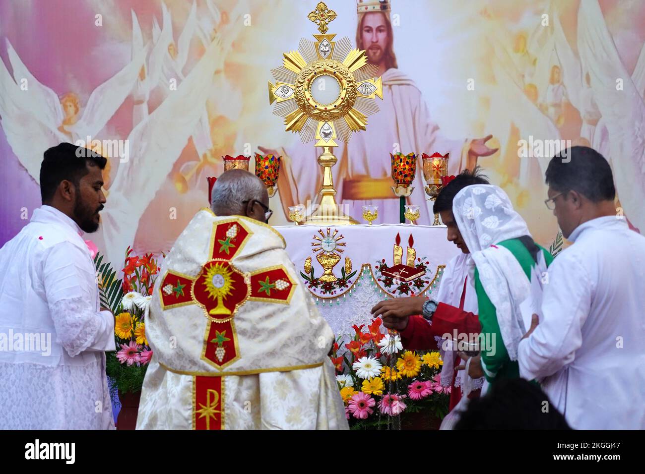 Indian Christian devotees participate in a holy procession to mark the ...