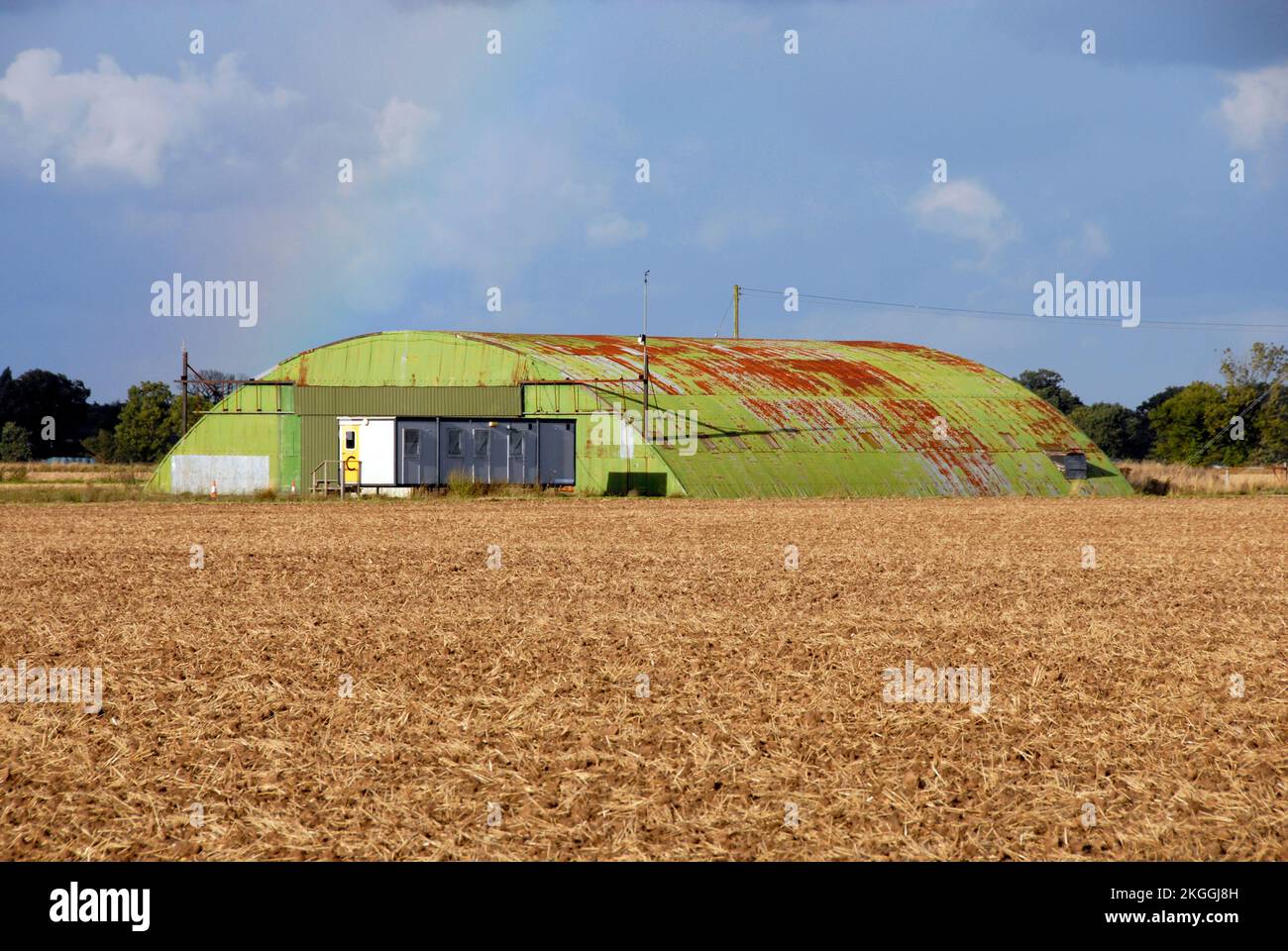 Former World War II airfield, Norfolk, England with hangar now used as ...