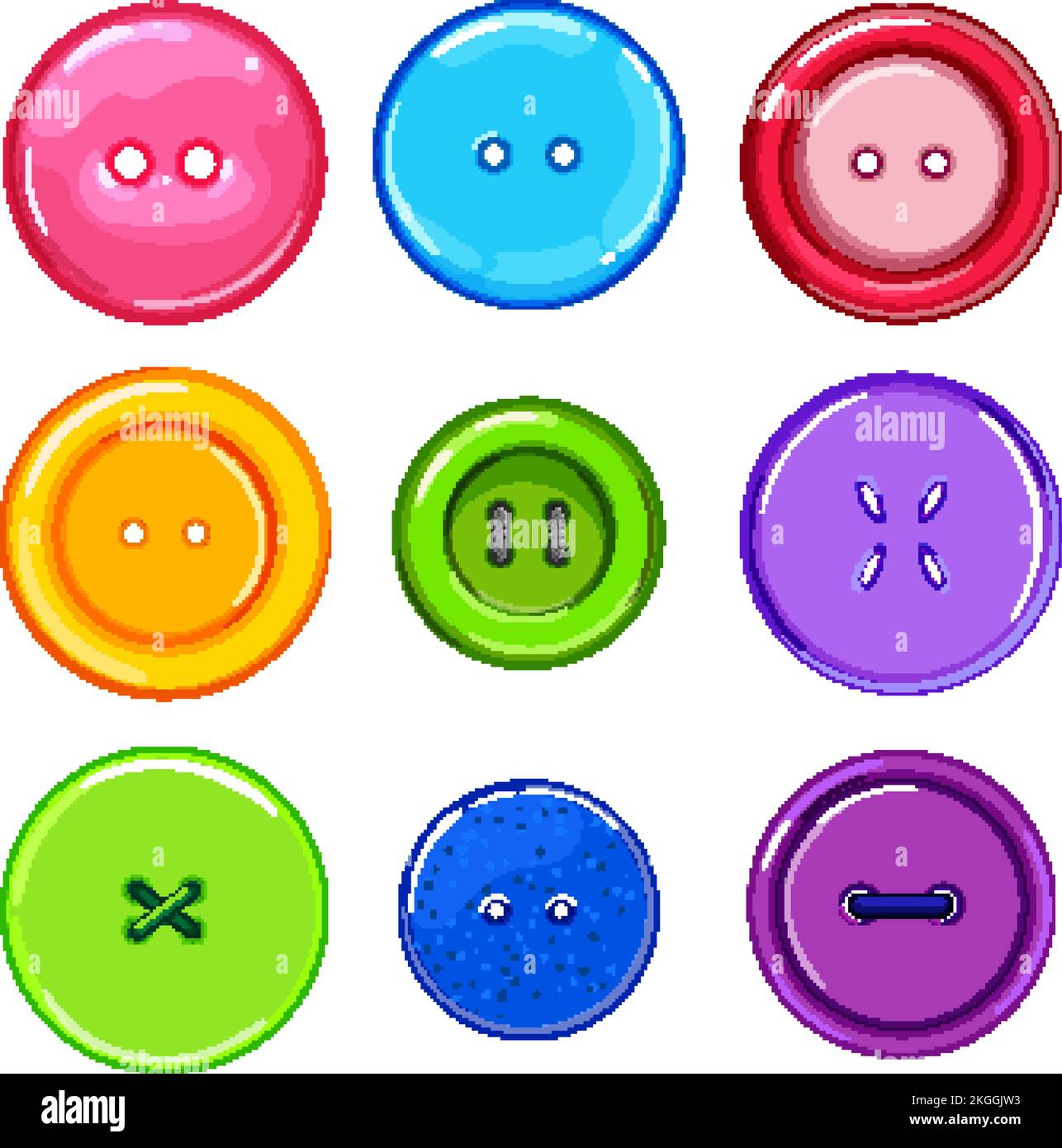 sewing button set cartoon vector illustration Stock Vector Image & Art ...