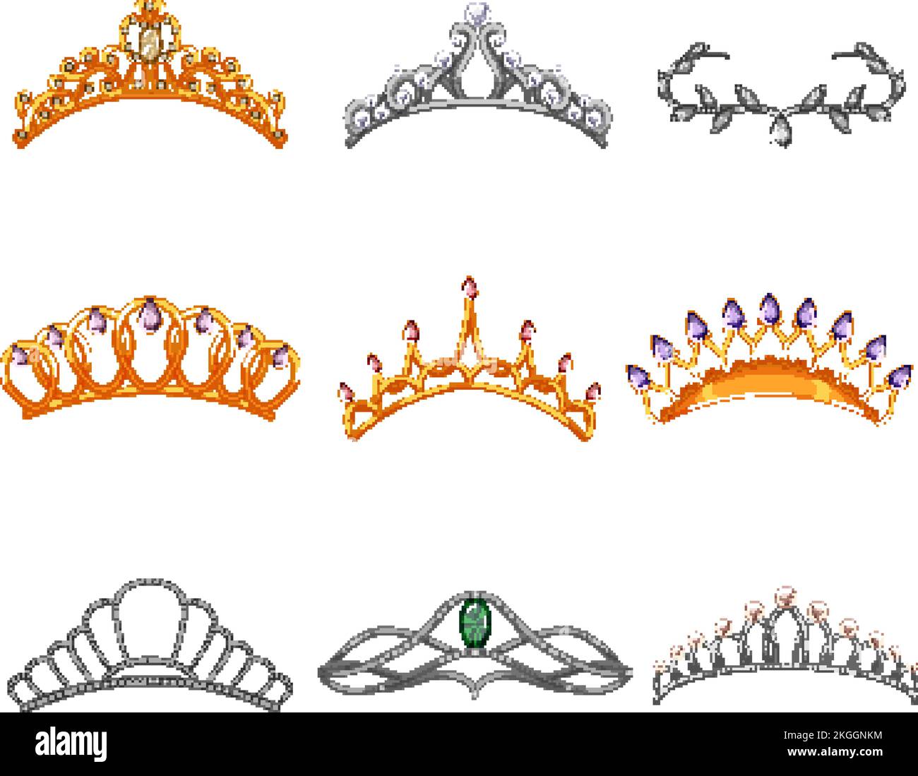 tiara crown set cartoon vector illustration Stock Vector Image & Art ...
