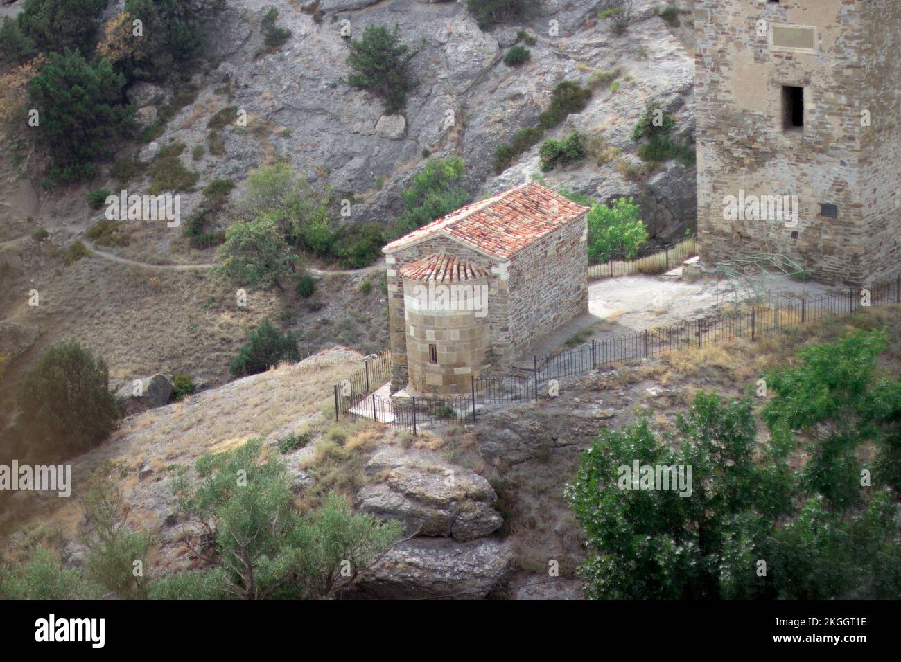Towers Genoese fortress in Sudak city of Crimea.The fortress is located ...