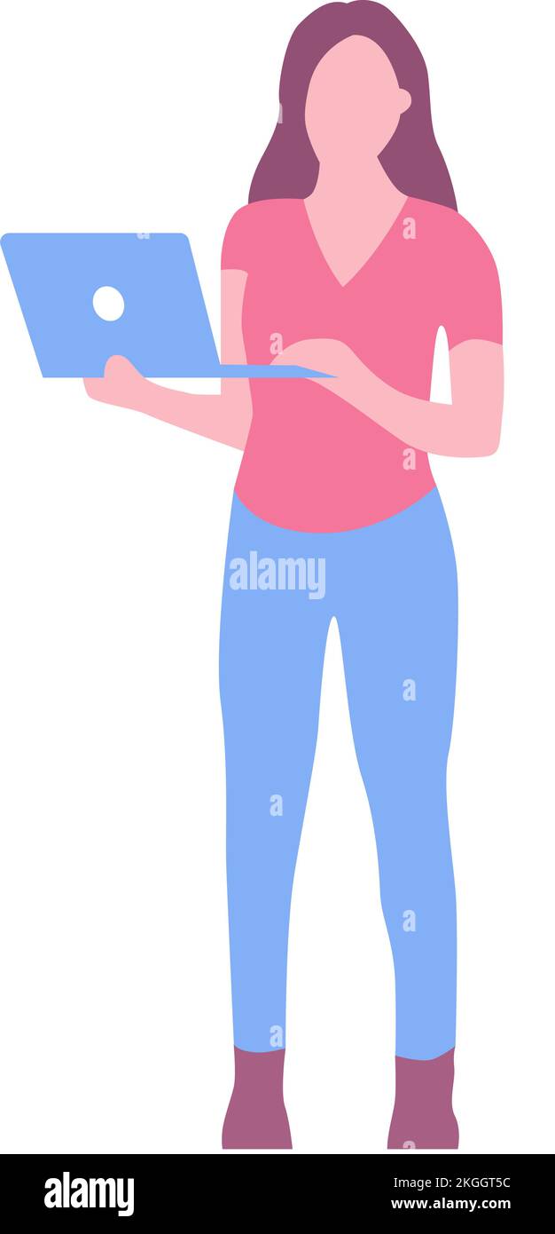 Girl using laptop work Cut Out Stock Images & Pictures - Alamy