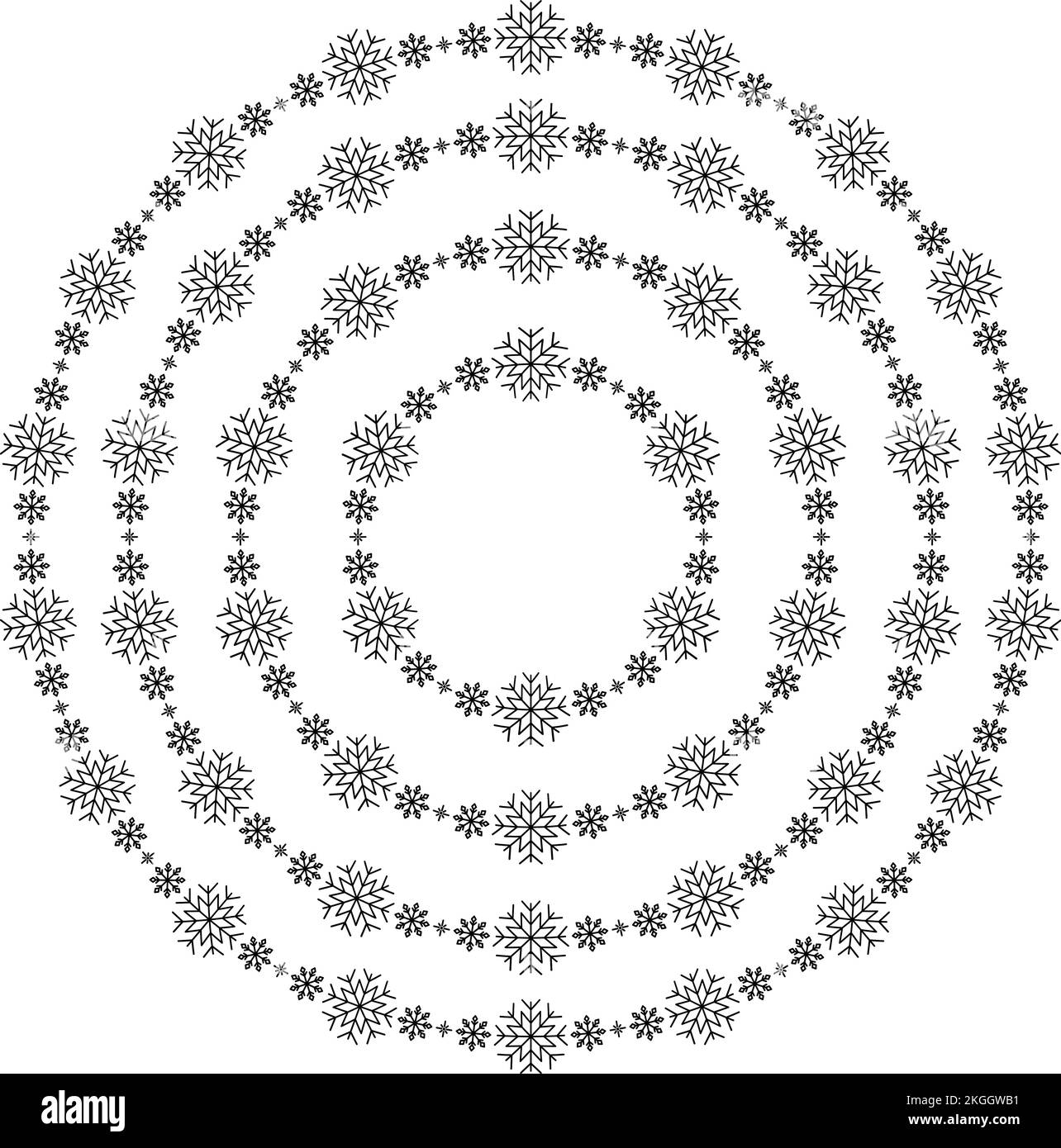 Snowflake circle frames set. Winter snowflake round border collection ...
