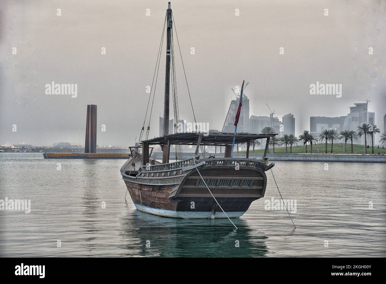 traditional dhow boat doha qatar for fishing and trasportation Stock ...