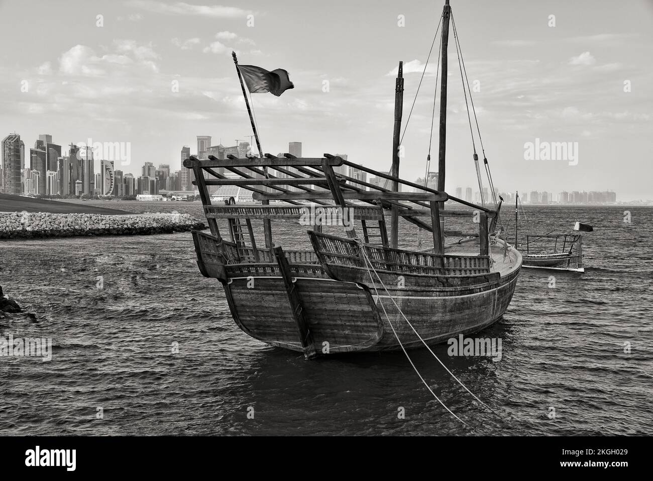 traditional dhow boat doha qatar for fishing and trasportation Stock ...