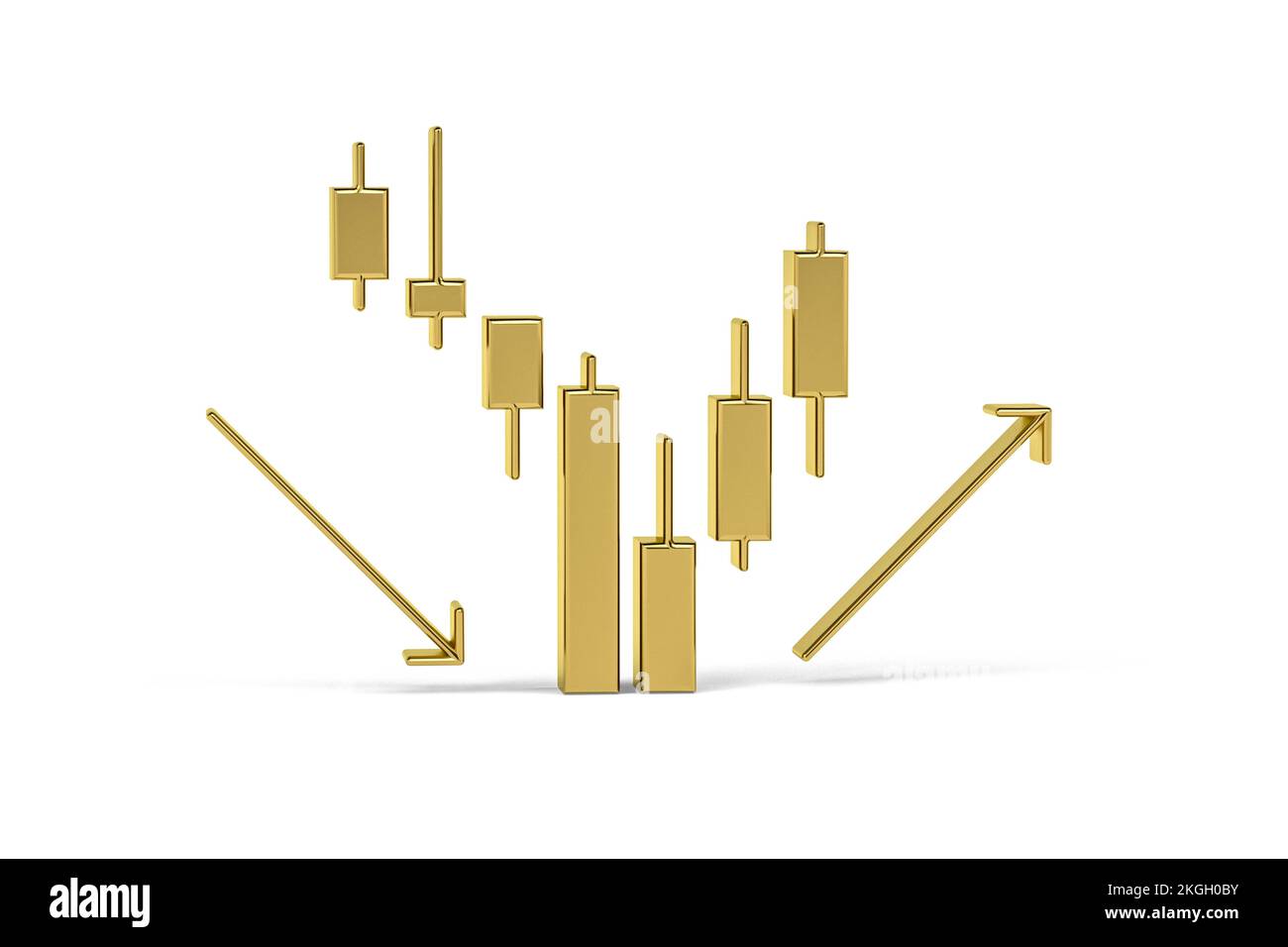 Golden 3d candlestick chart icon isolated on white background - 3d ...