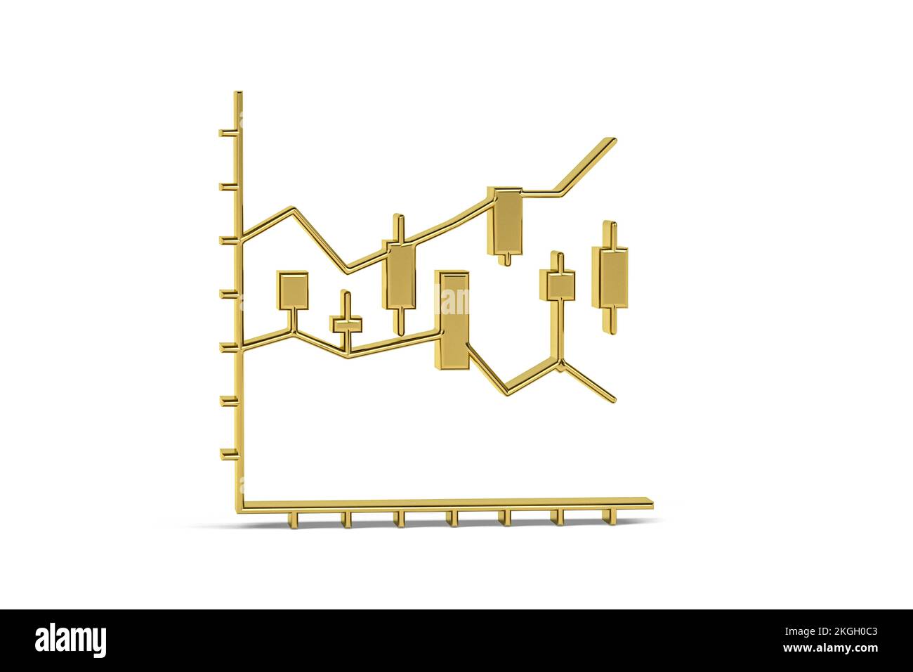 Golden 3d candlestick chart icon isolated on white background - 3d ...