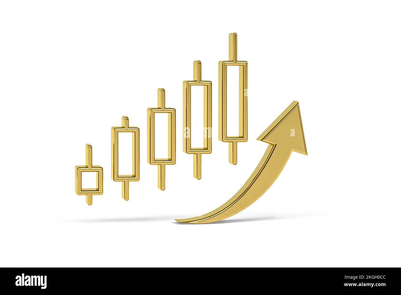 Golden 3d candlestick chart icon isolated on white background - 3d ...