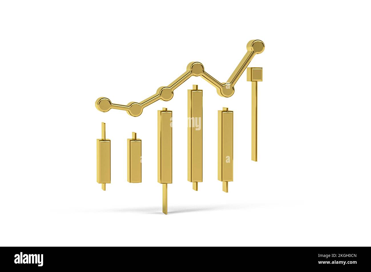 Golden 3d candlestick chart icon isolated on white background - 3d ...