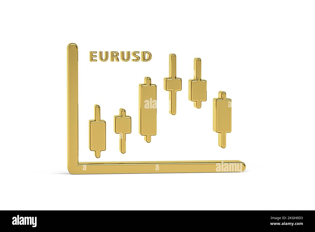 Golden 3d candlestick chart icon isolated on white background - 3d ...