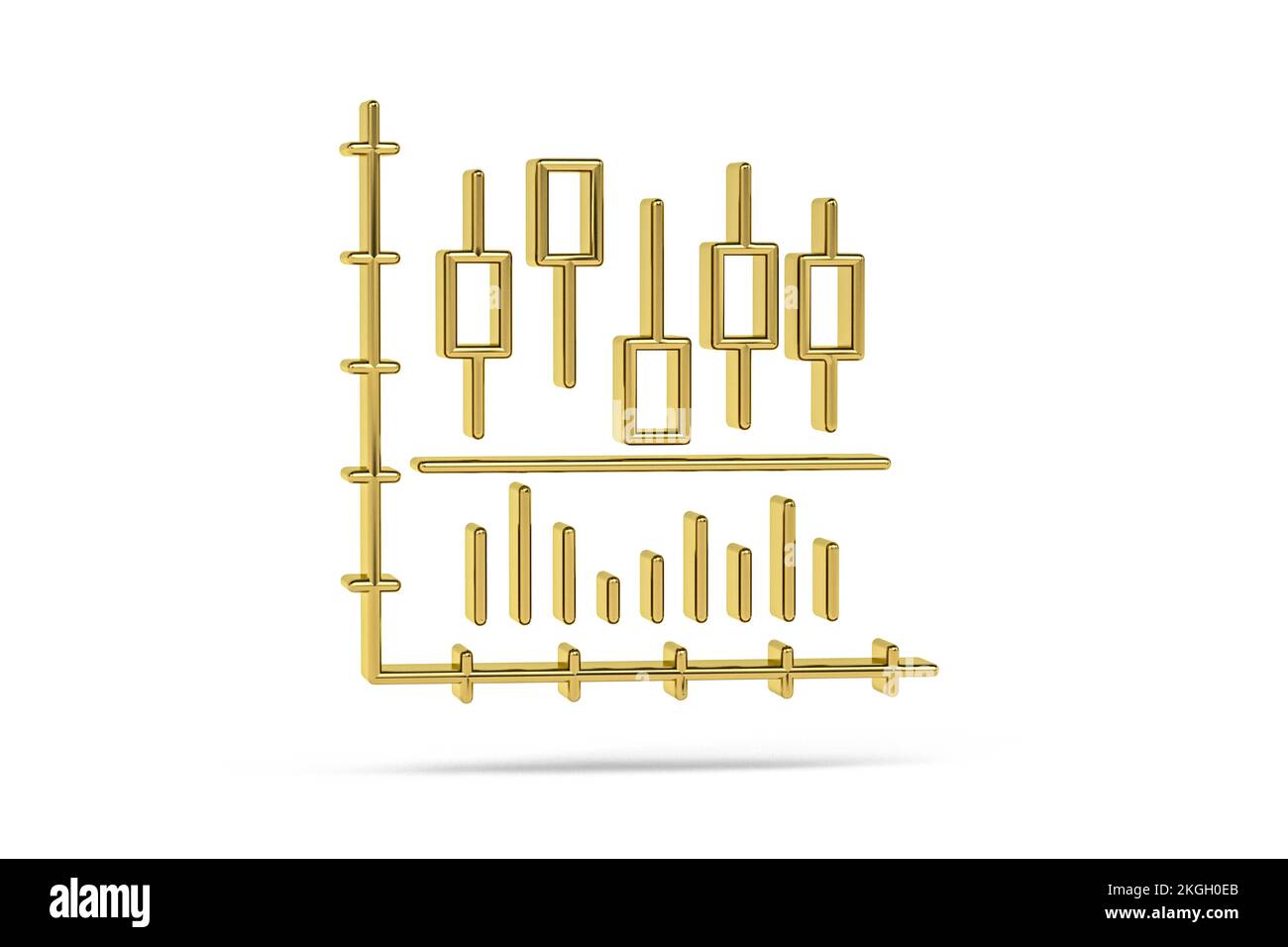 Golden 3d candlestick chart icon isolated on white background - 3d ...