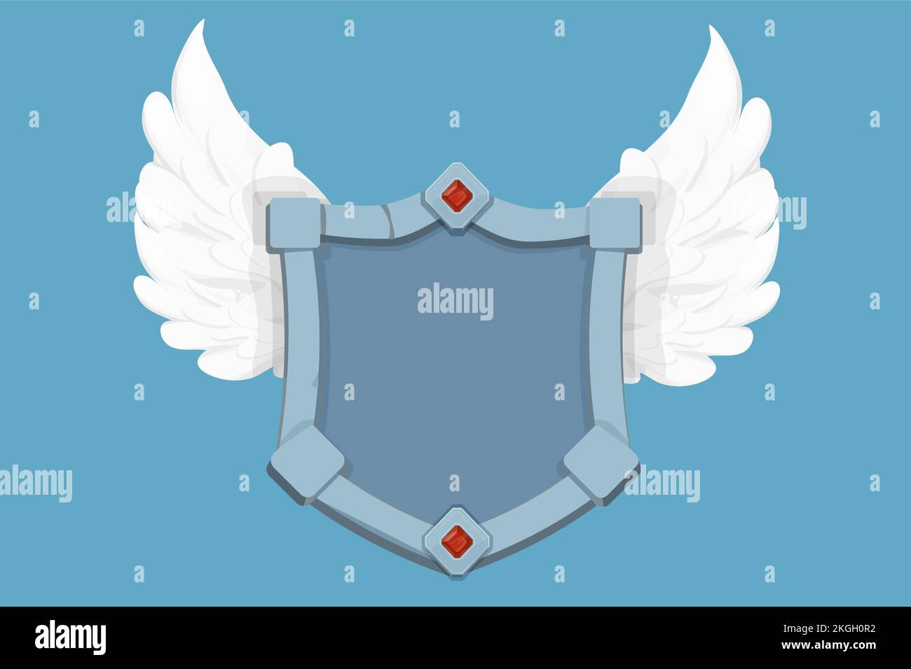 Stone shield, frame with gemstones and wings game reward board in ...