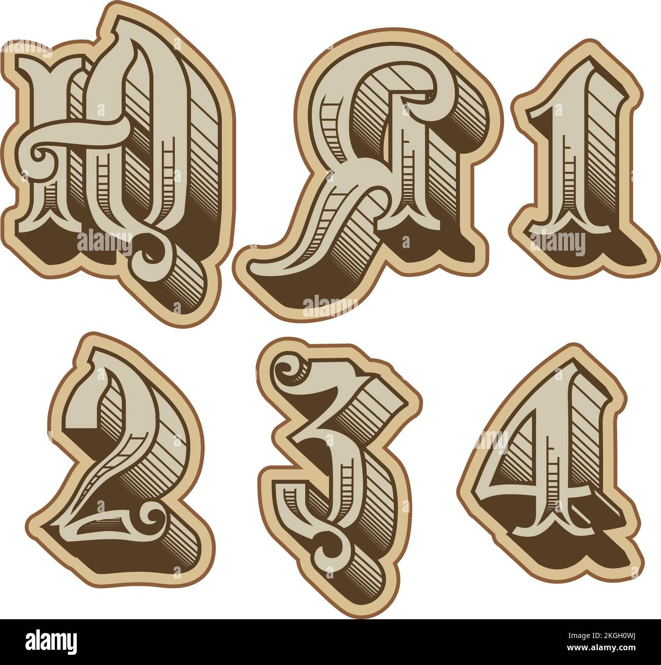 Vector Vector decorative cyrillic font. Eps-10 separated by groups and ...