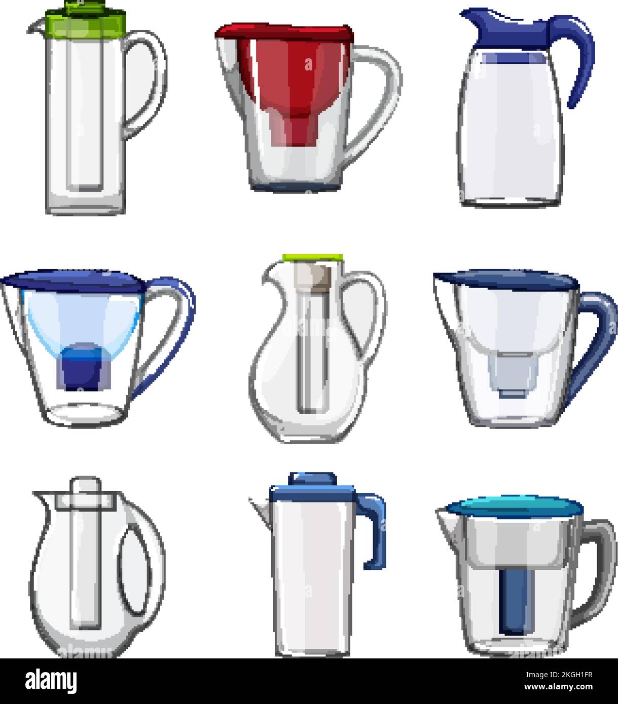 water pitcher set cartoon vector illustration Stock Vector Image & Art ...