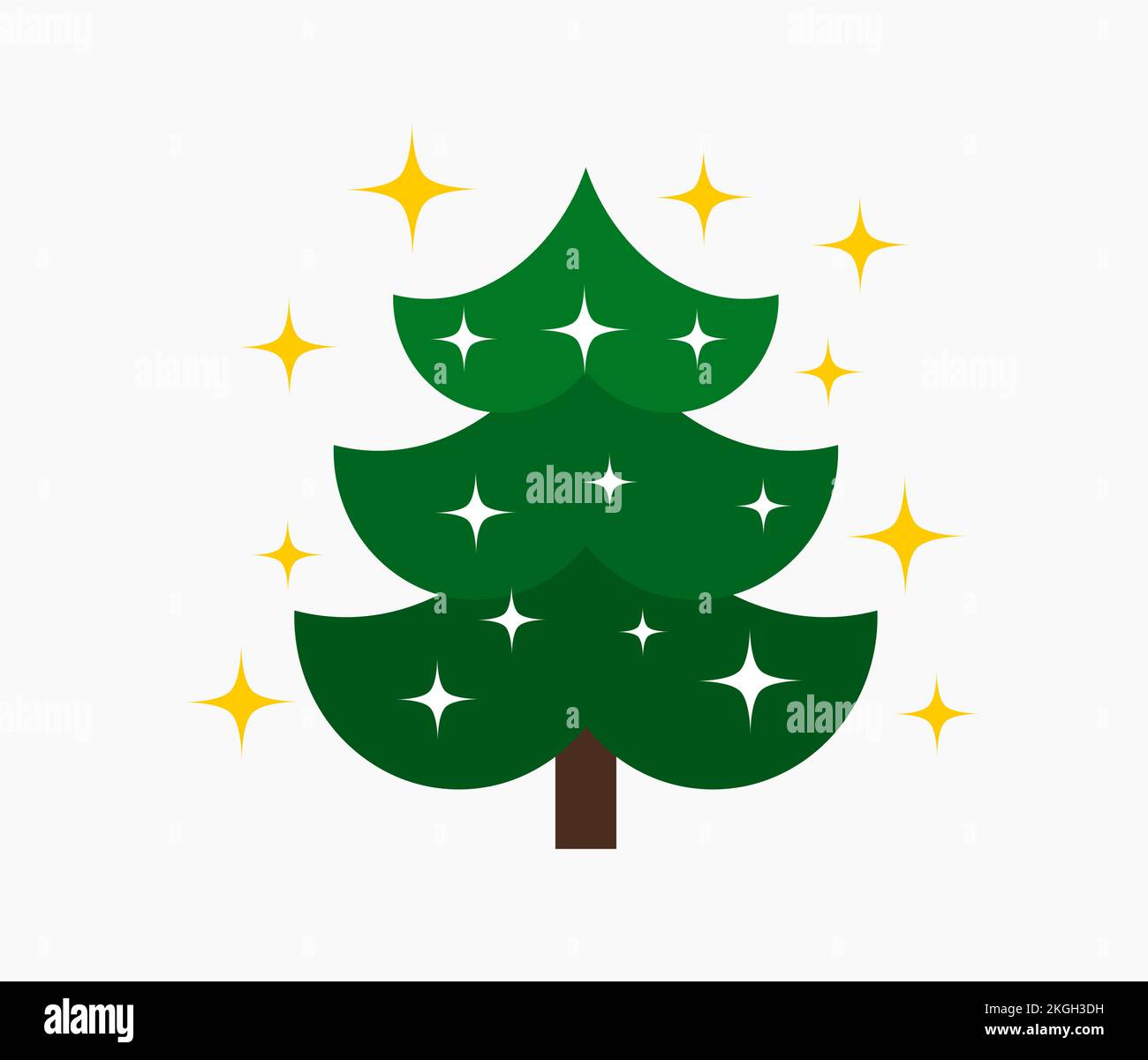 Christmas tree with stars decoration icon. Vector illustration Stock ...