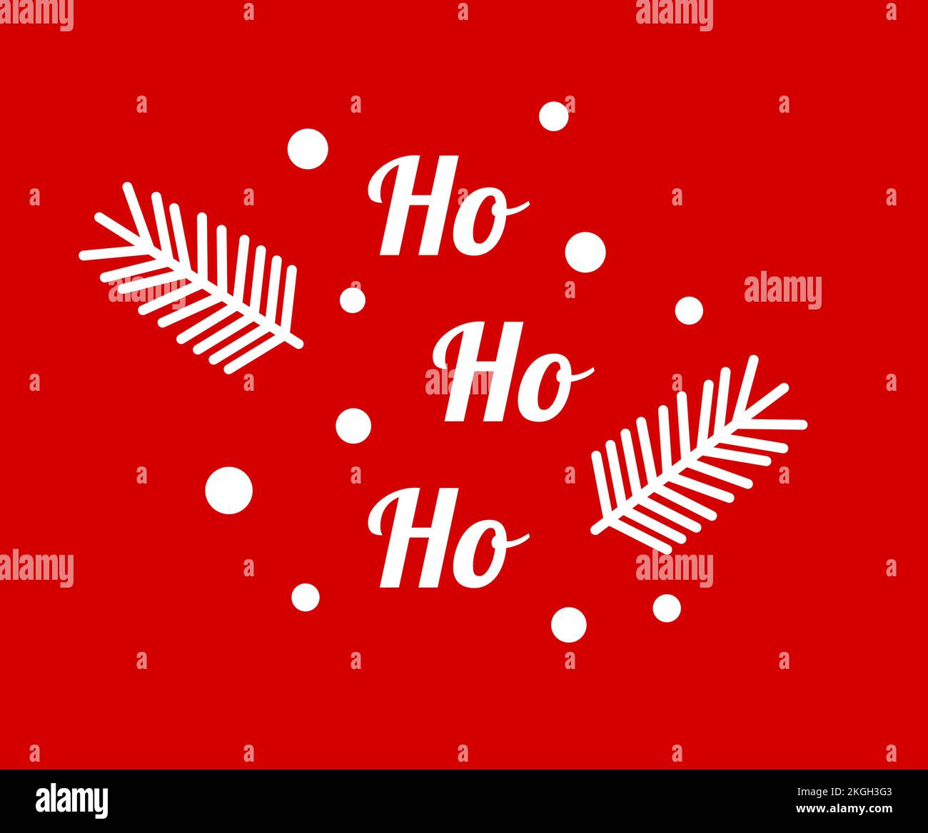 Christmas Ho, Ho, Ho symbol on red background. Christmas greeting card ...