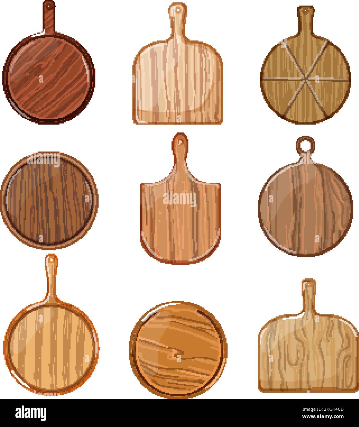 wooden pizza board set cartoon vector illustration Stock Vector Image ...