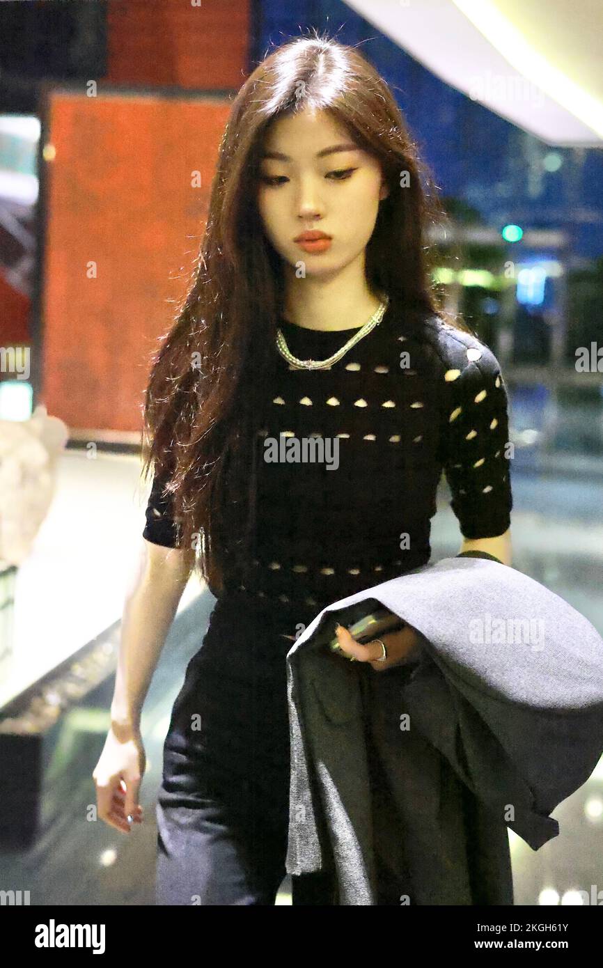 In this unlocated photo, Chinese singer Shan Yichun wore black hollow ...