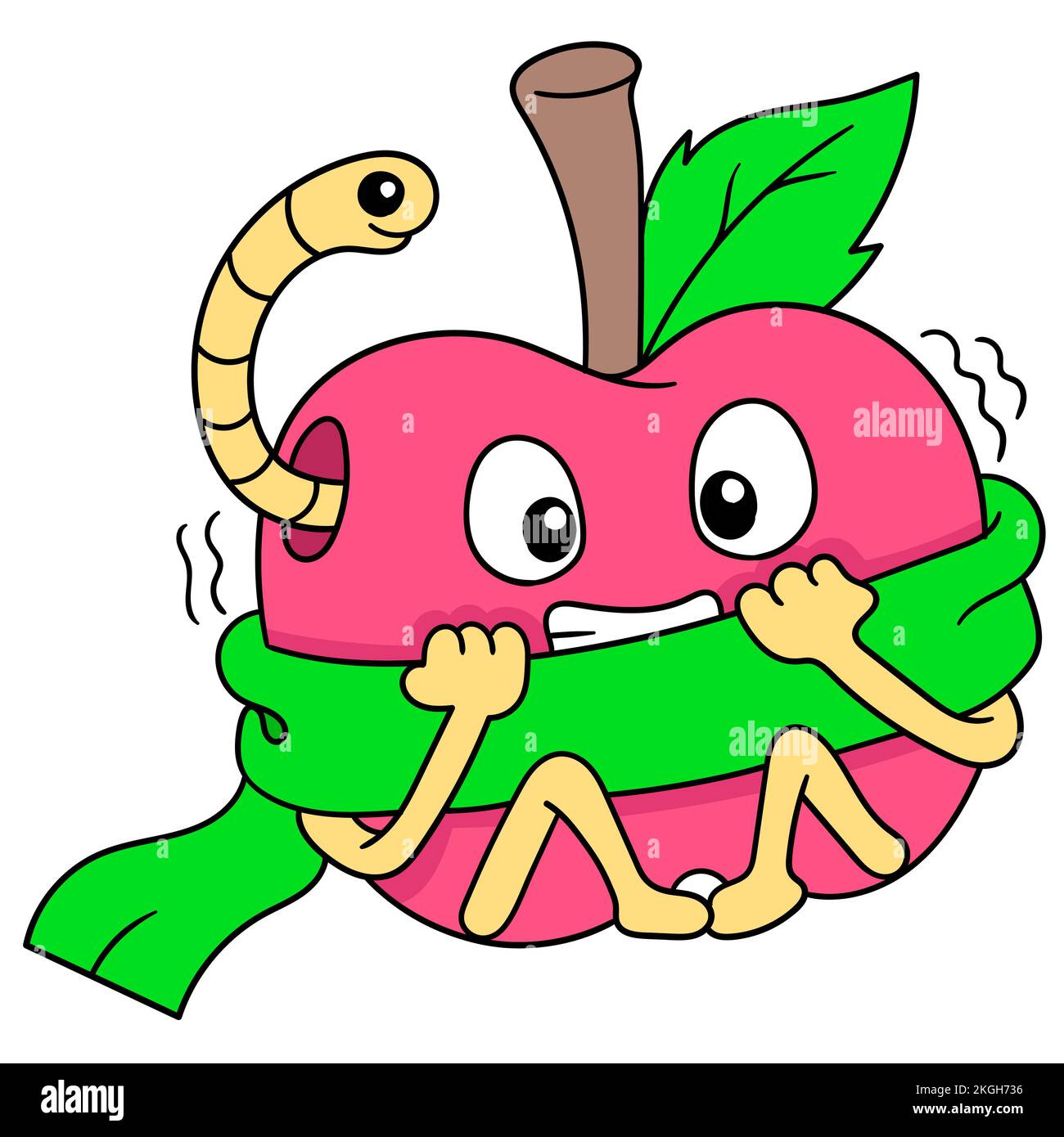 A vector illustration of an apple cartoon character wrapped in a scarf ...