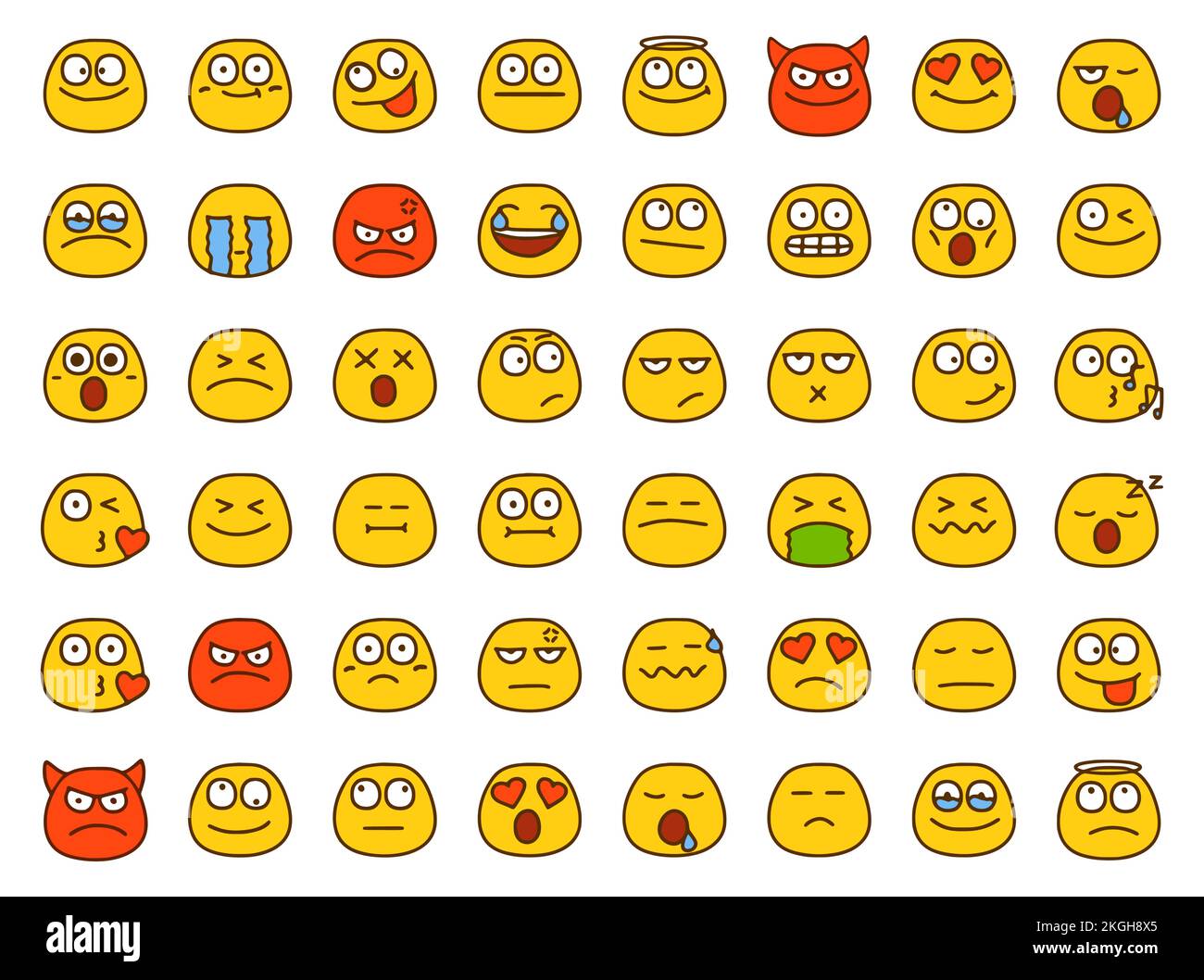 Set of emoticons showing different emotions in cartoon style isolated ...