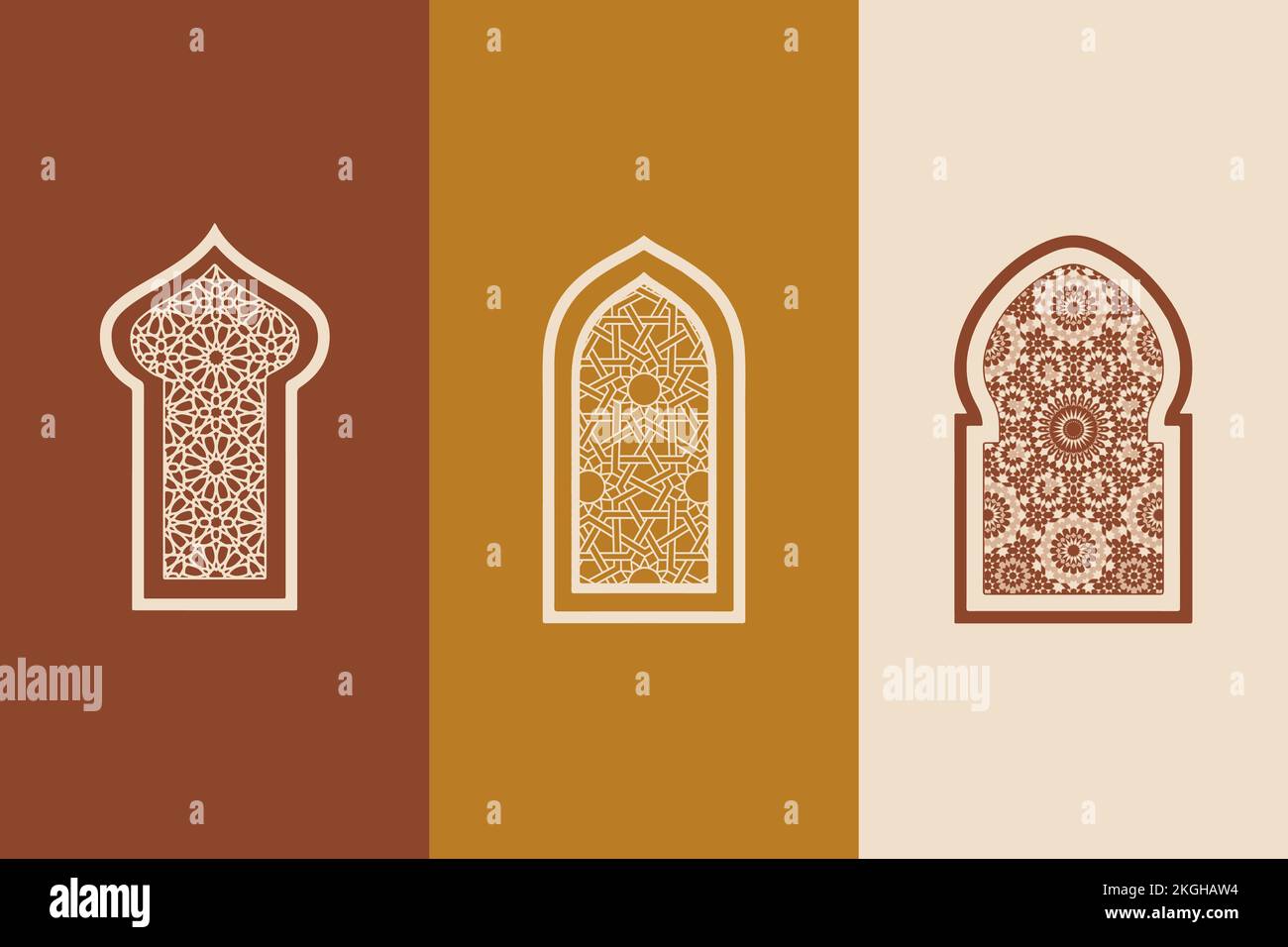 Islamic arabian oriental style windows, doors, and arches poster set ...