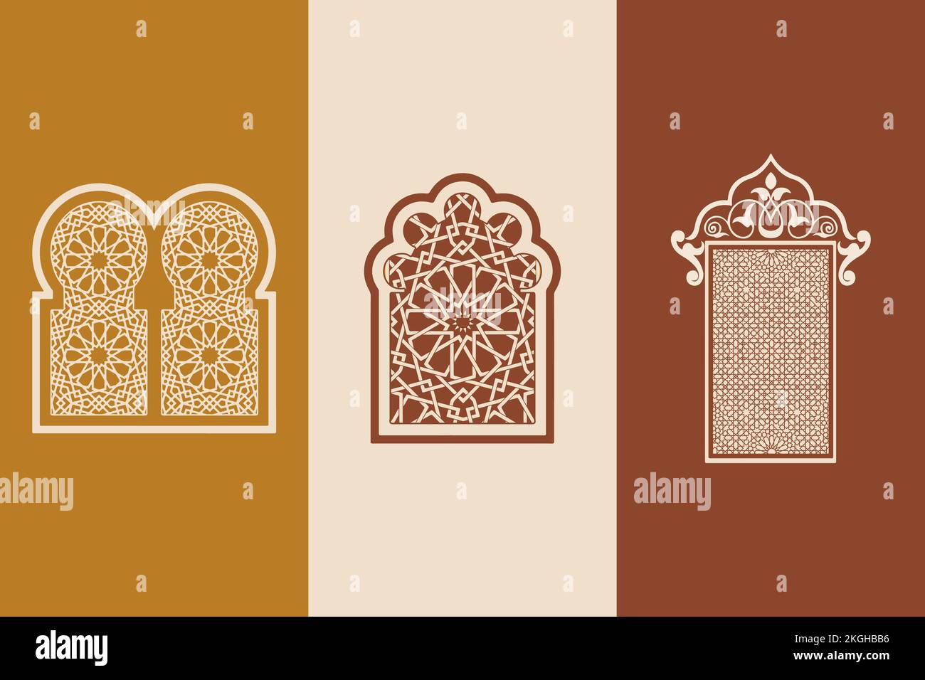 Islamic arabian oriental style windows, doors, and arches poster set ...