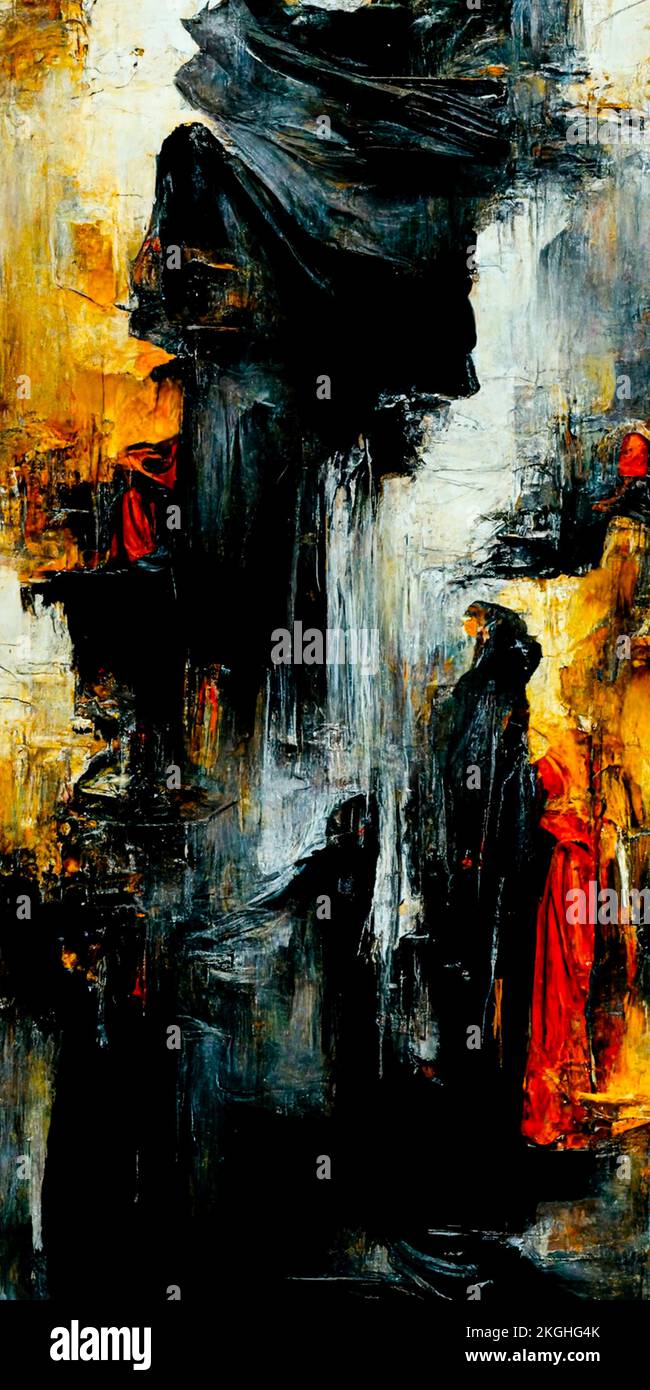 A vertical abstract art with brush strokes Stock Photo - Alamy