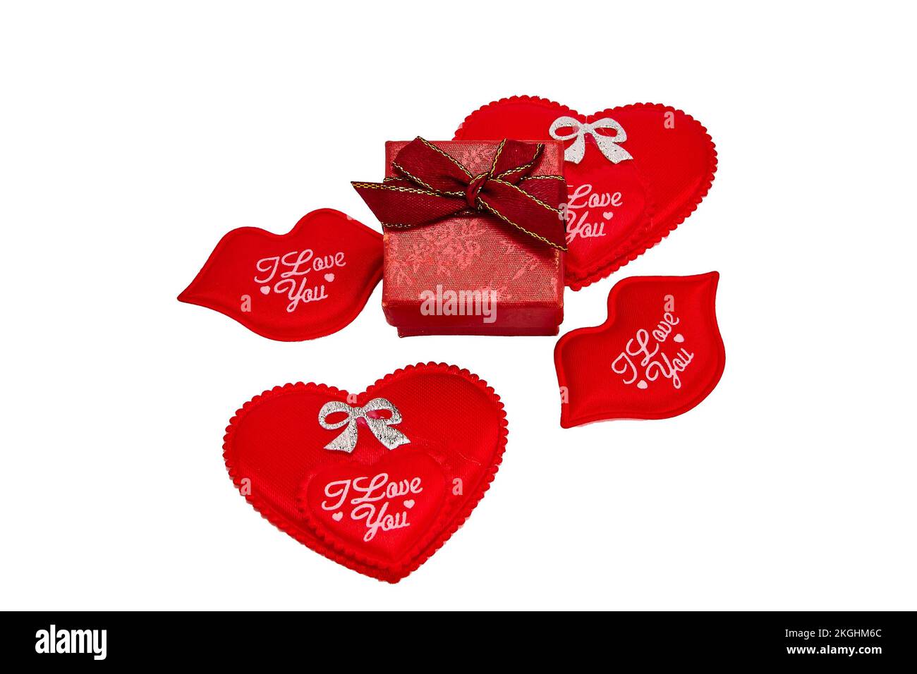 Red gift box, with red bow with gold border, for ring or jewelry ...