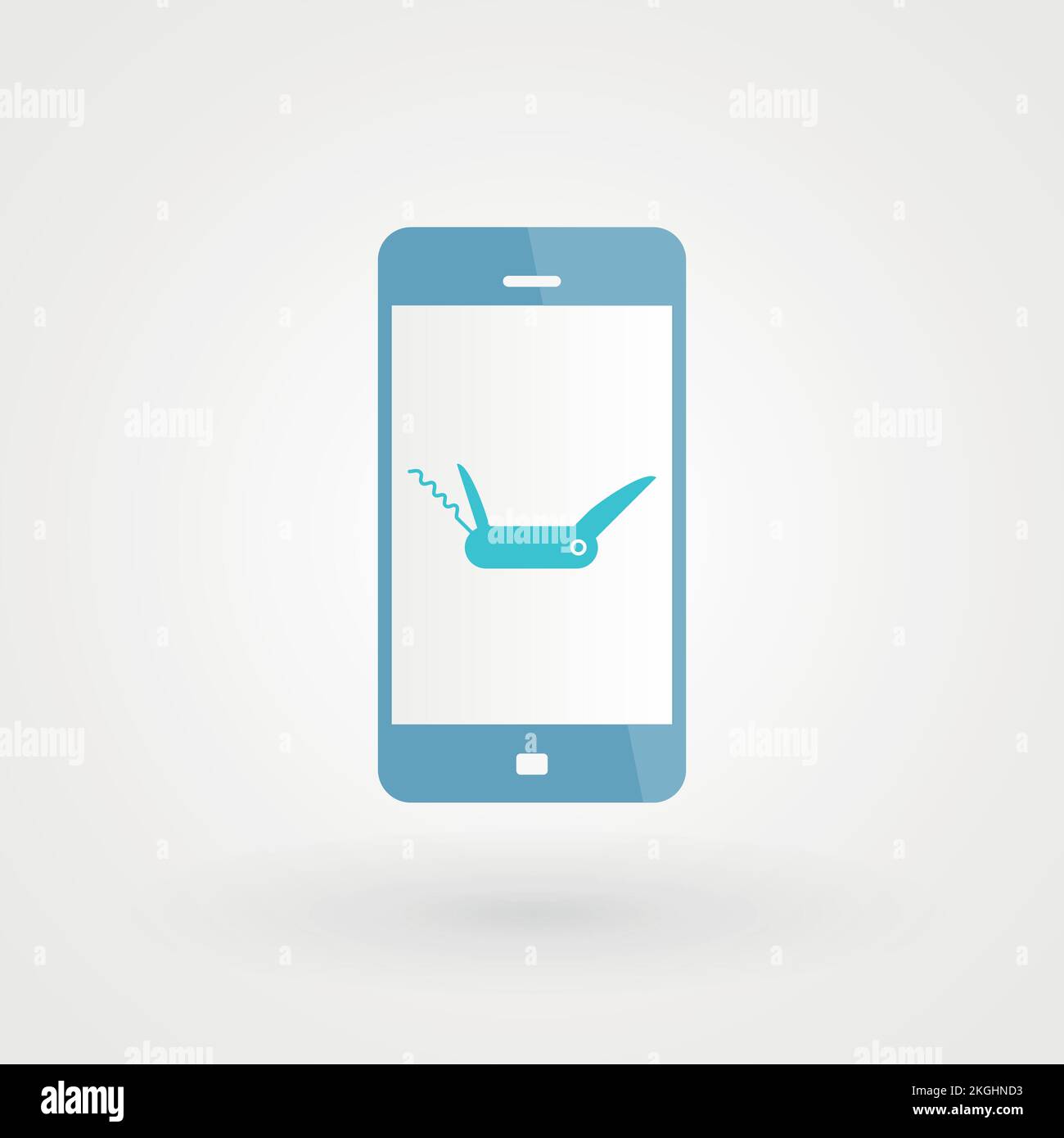 Smartphone and army knife multi-tool. Concept of decisive resolution ...