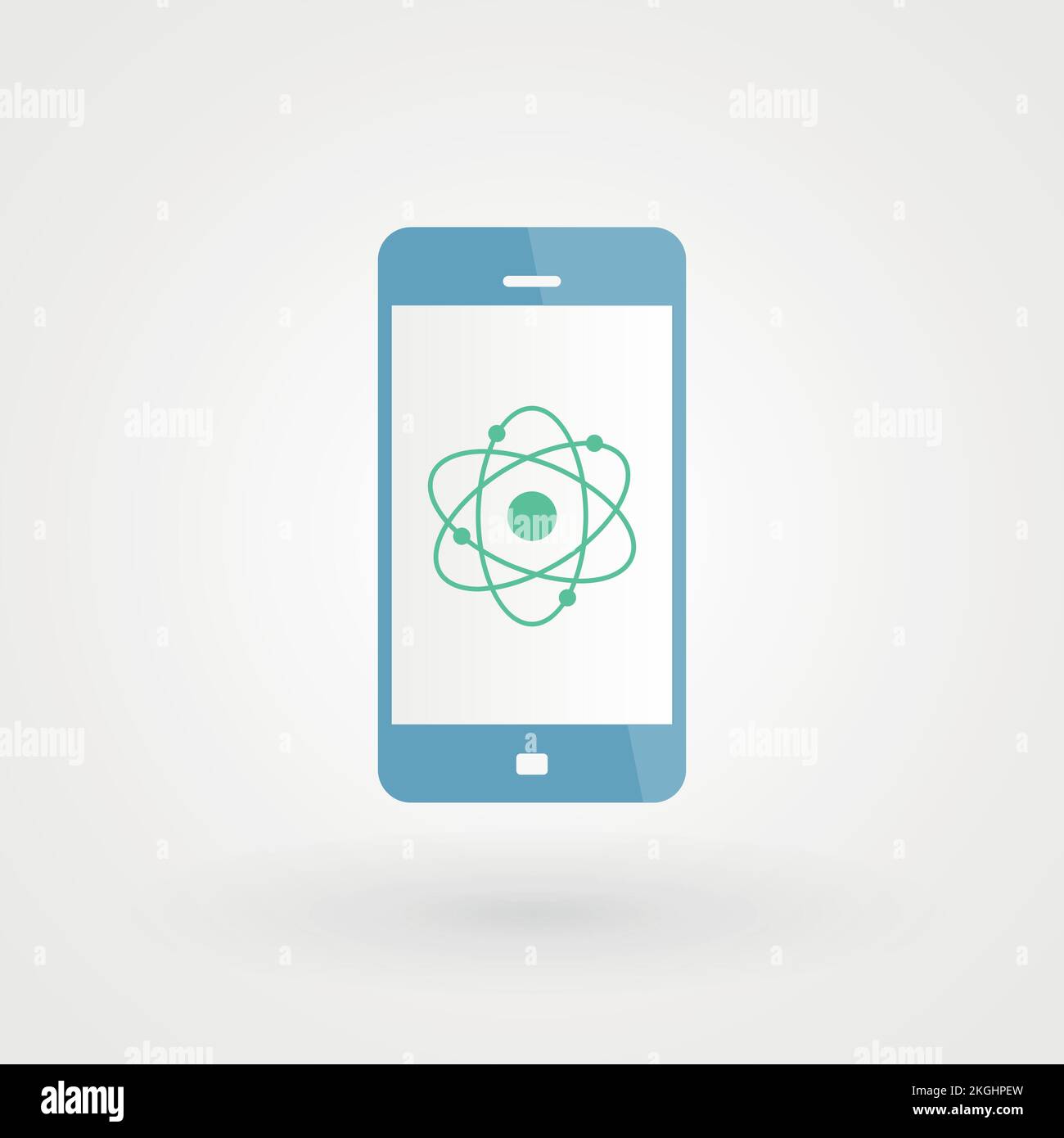 Smartphone and atom icon. Concept of science. Vector illustration, flat ...