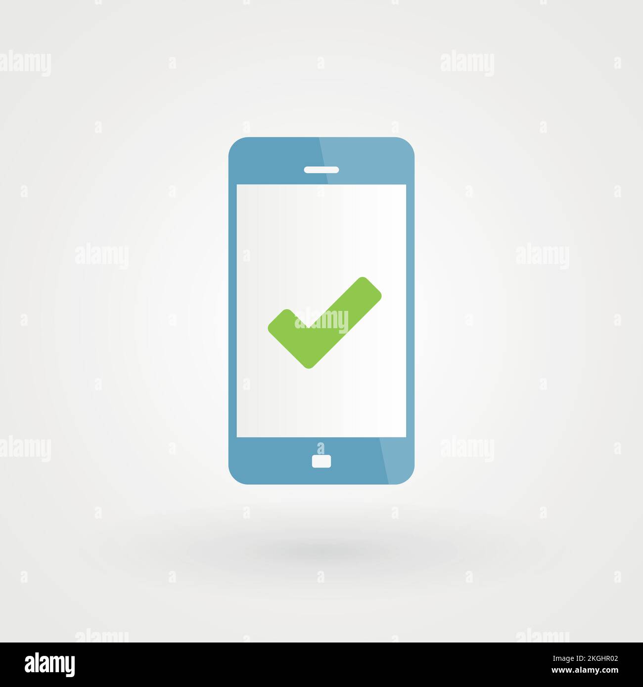 Smartphone and right icon. Concept of ok. Vector illustration, flat ...