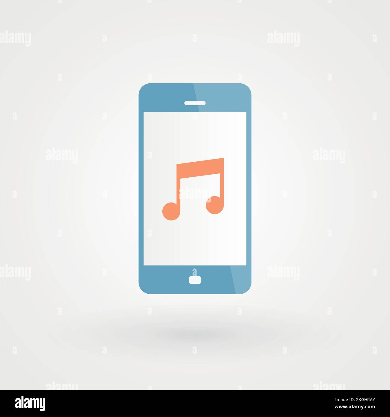 Smartphone and musical note. Concept of audio. Vector illustration ...