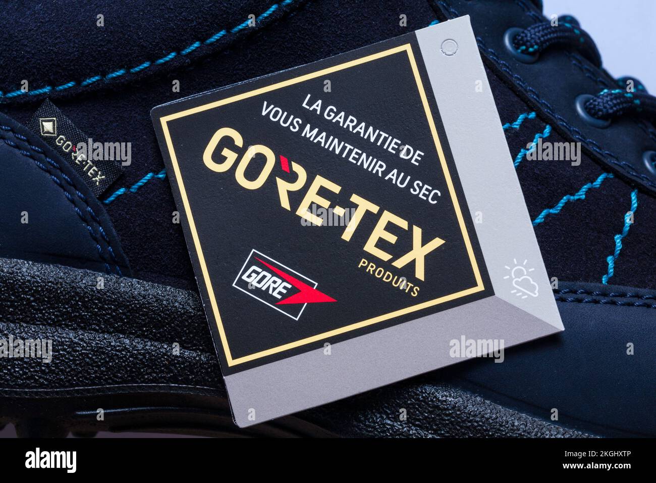 Guaranteed to keep you dry label on Hotter Gore-tex boots Goretex Stock ...