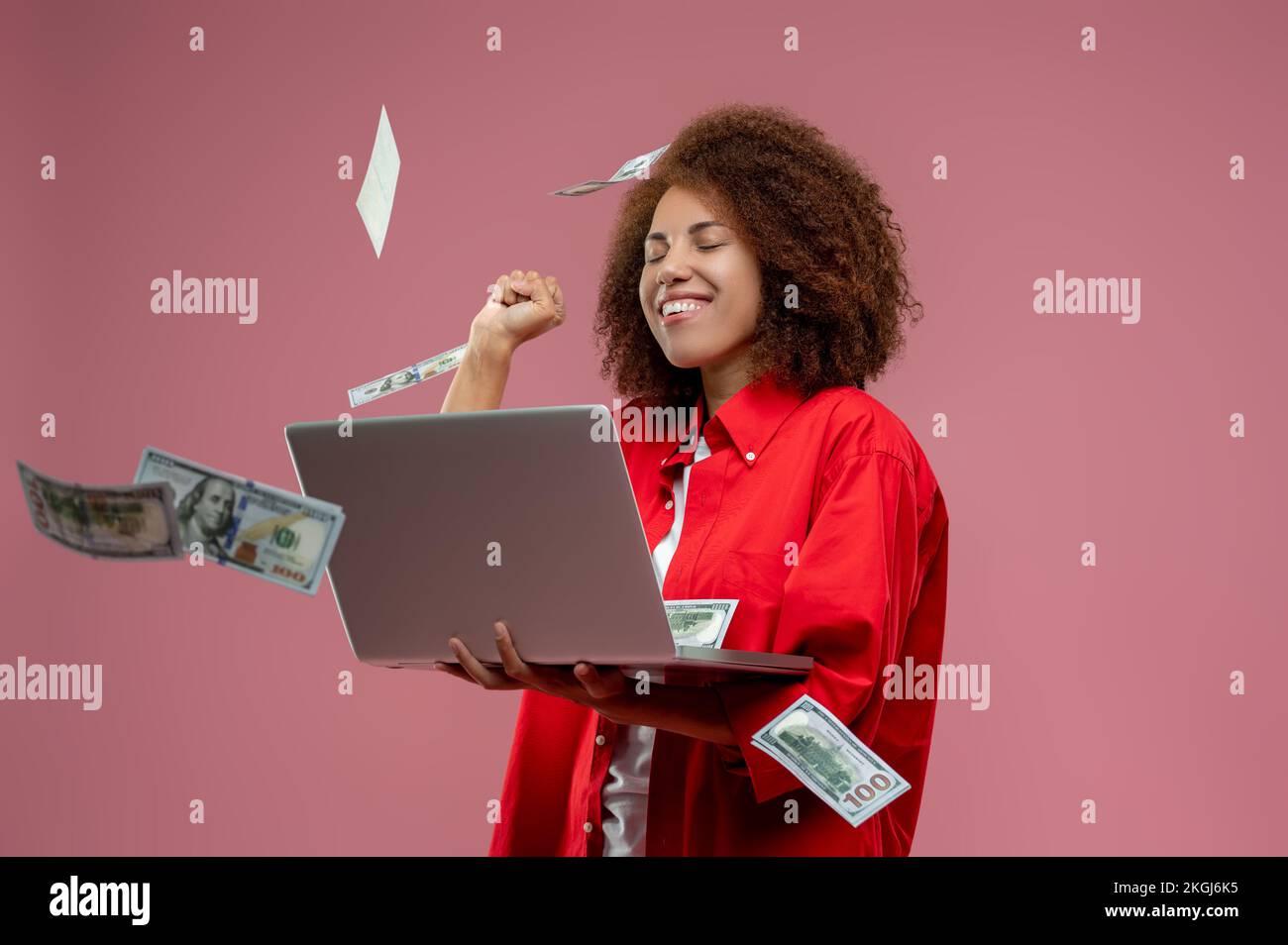 Happy businesswoman feeling good after a successful deal Stock Photo ...