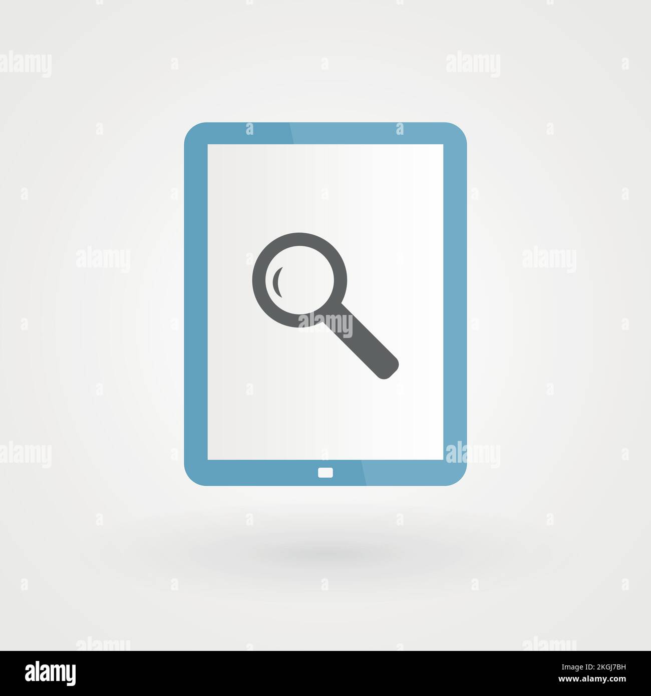 Tablet and magnifying glass. Concept of research. Vector illustration ...
