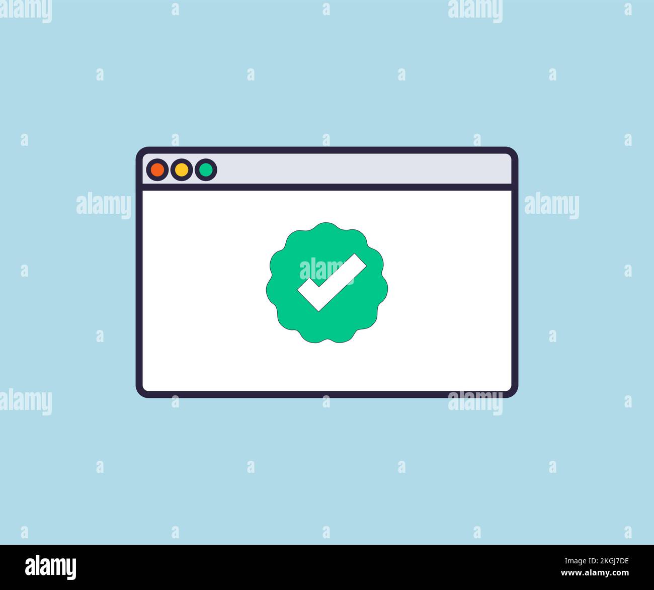 Web Browser With Green Checkmark On Screen Validated Confirmed Completed Approved Logo