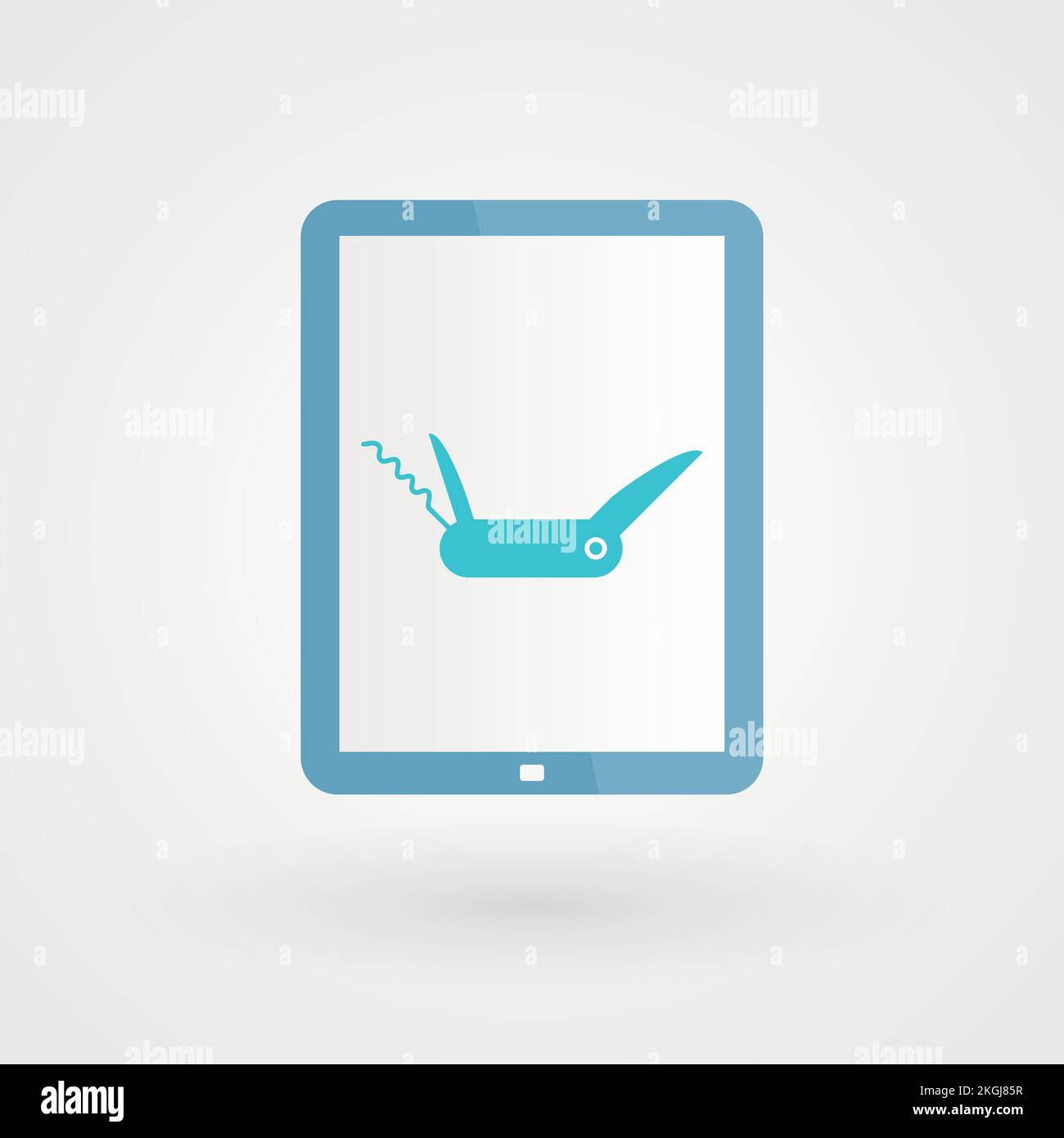 Tablet and army knife multi-tool. Concept of decisive resolution ...