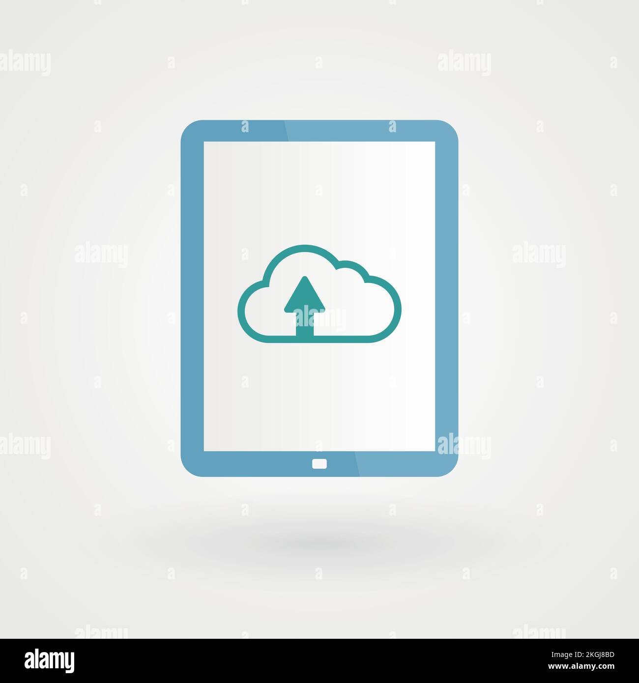 Tablet and upload cloud. Concept of upload. Vector illustration, flat ...