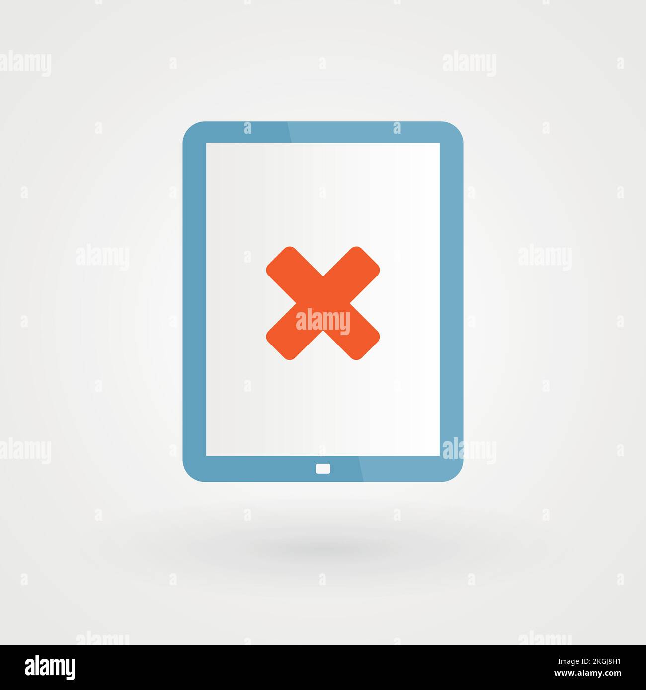 Tablet and wrong icon. Concept of wrong. Vector illustration, flat ...