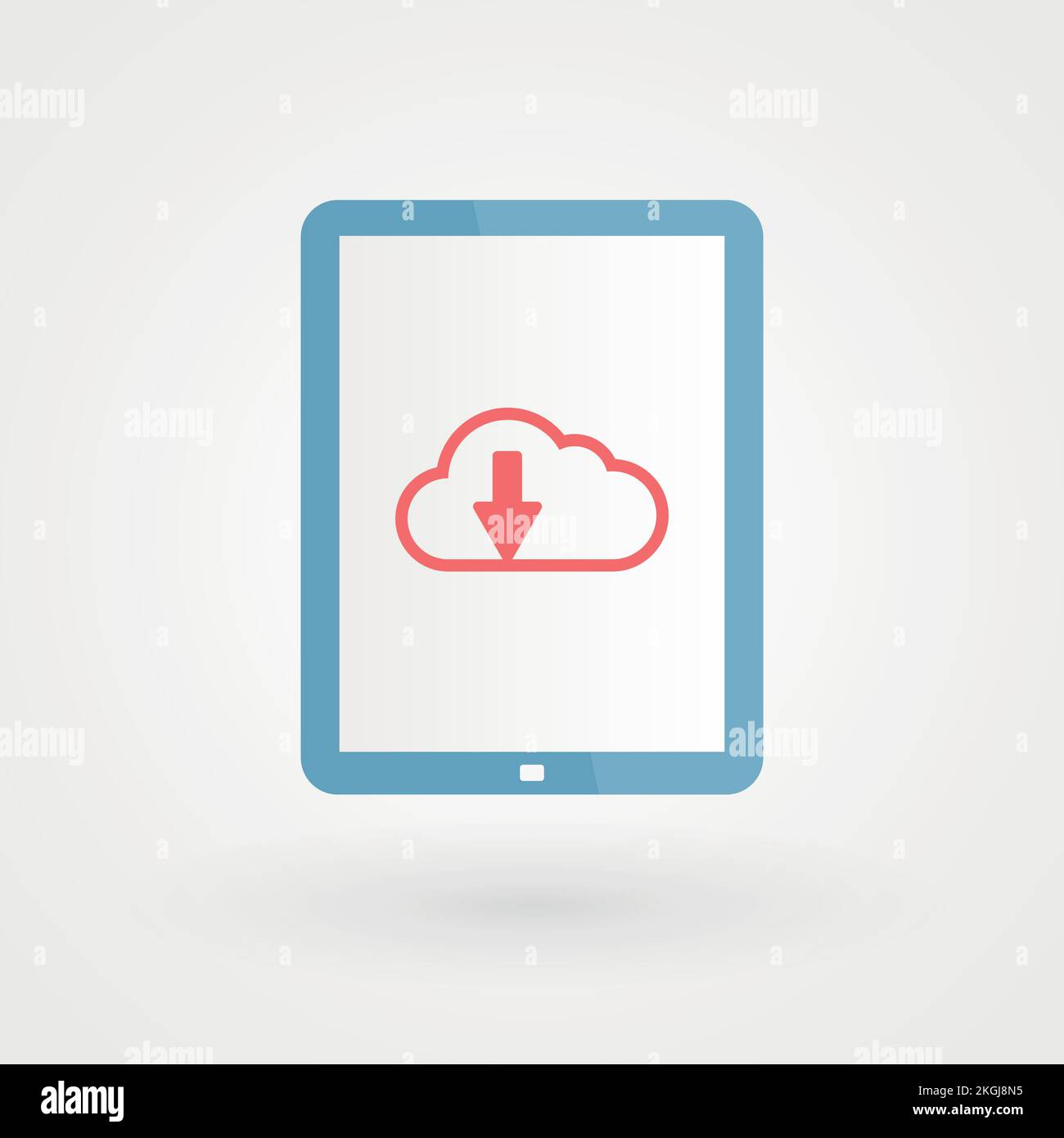 Tablet and download cloud. Concept of download. Vector illustration ...
