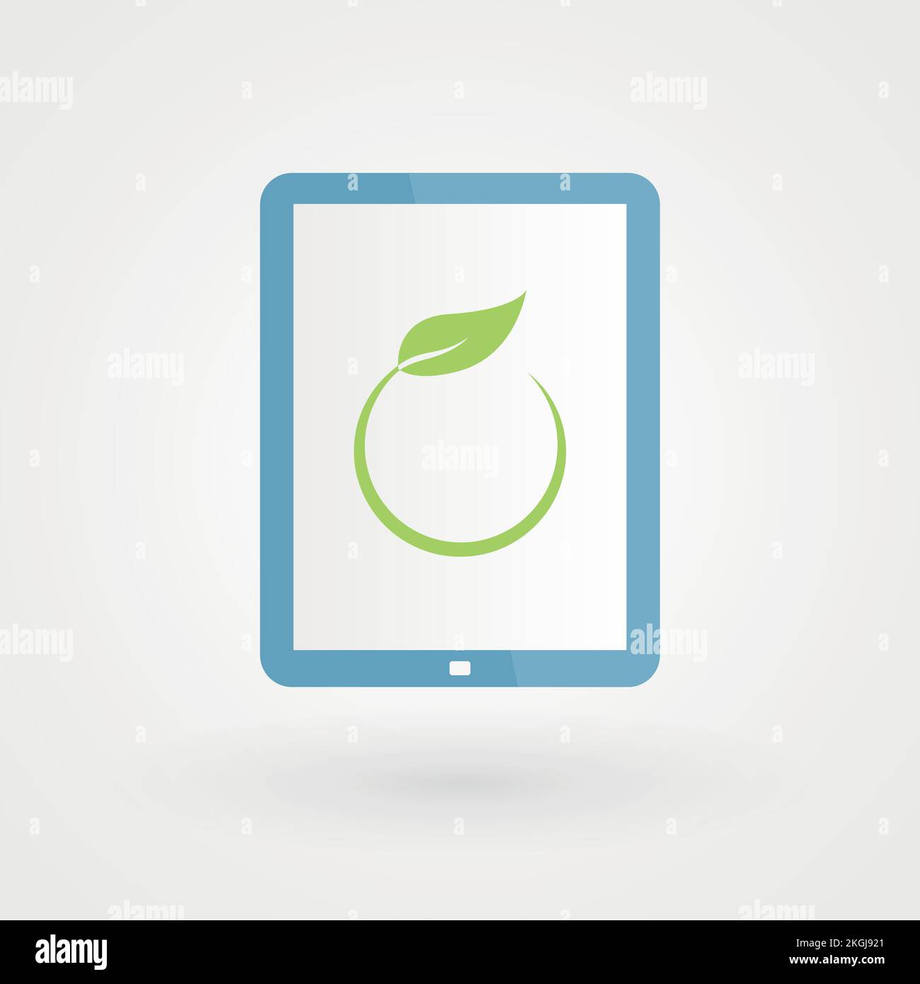 Tablet and leaf. Concept of sustainability. Vector illustration, flat ...
