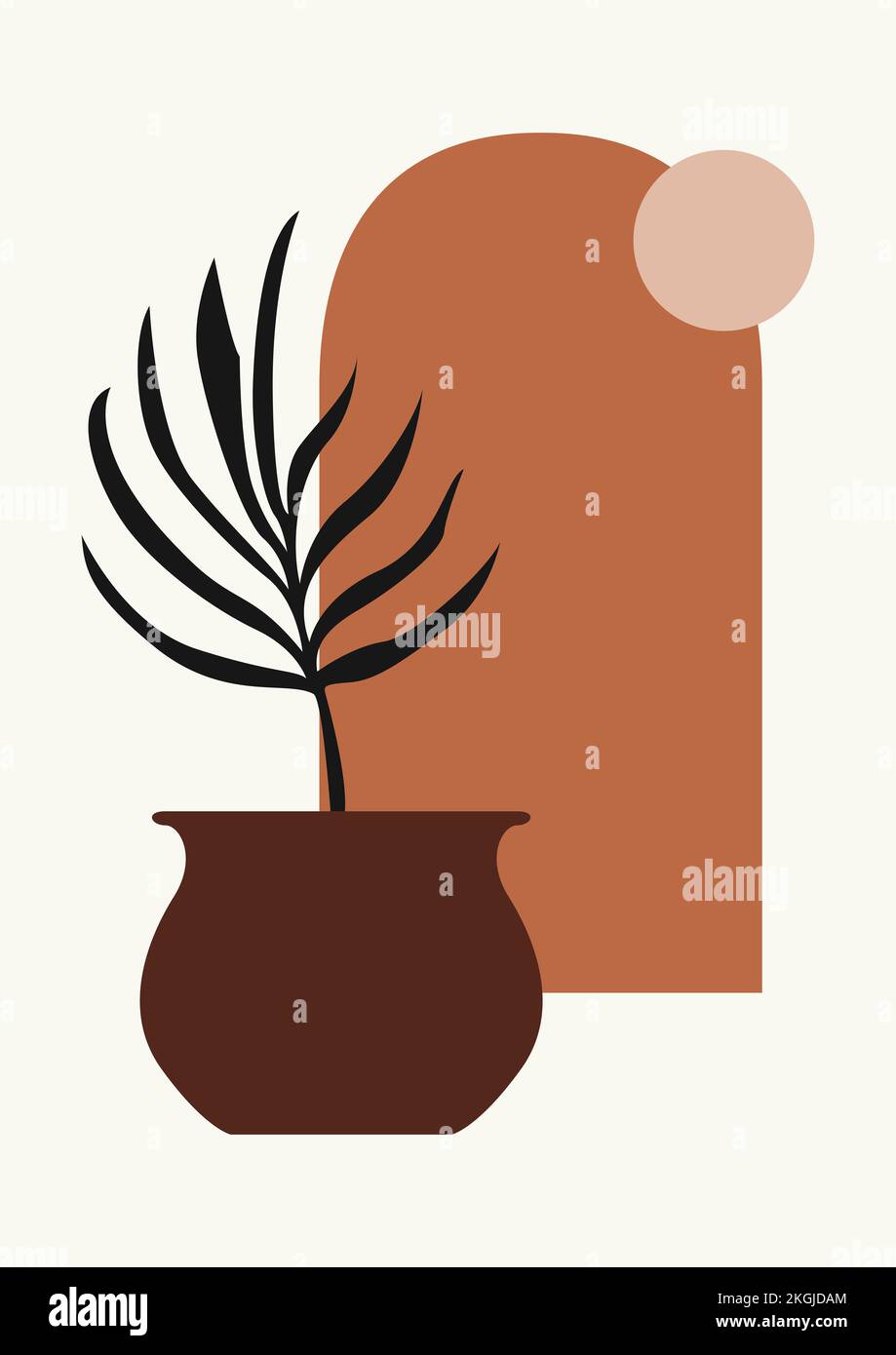 Vector illustration art of window, sun, moon, plant. Opposites ...