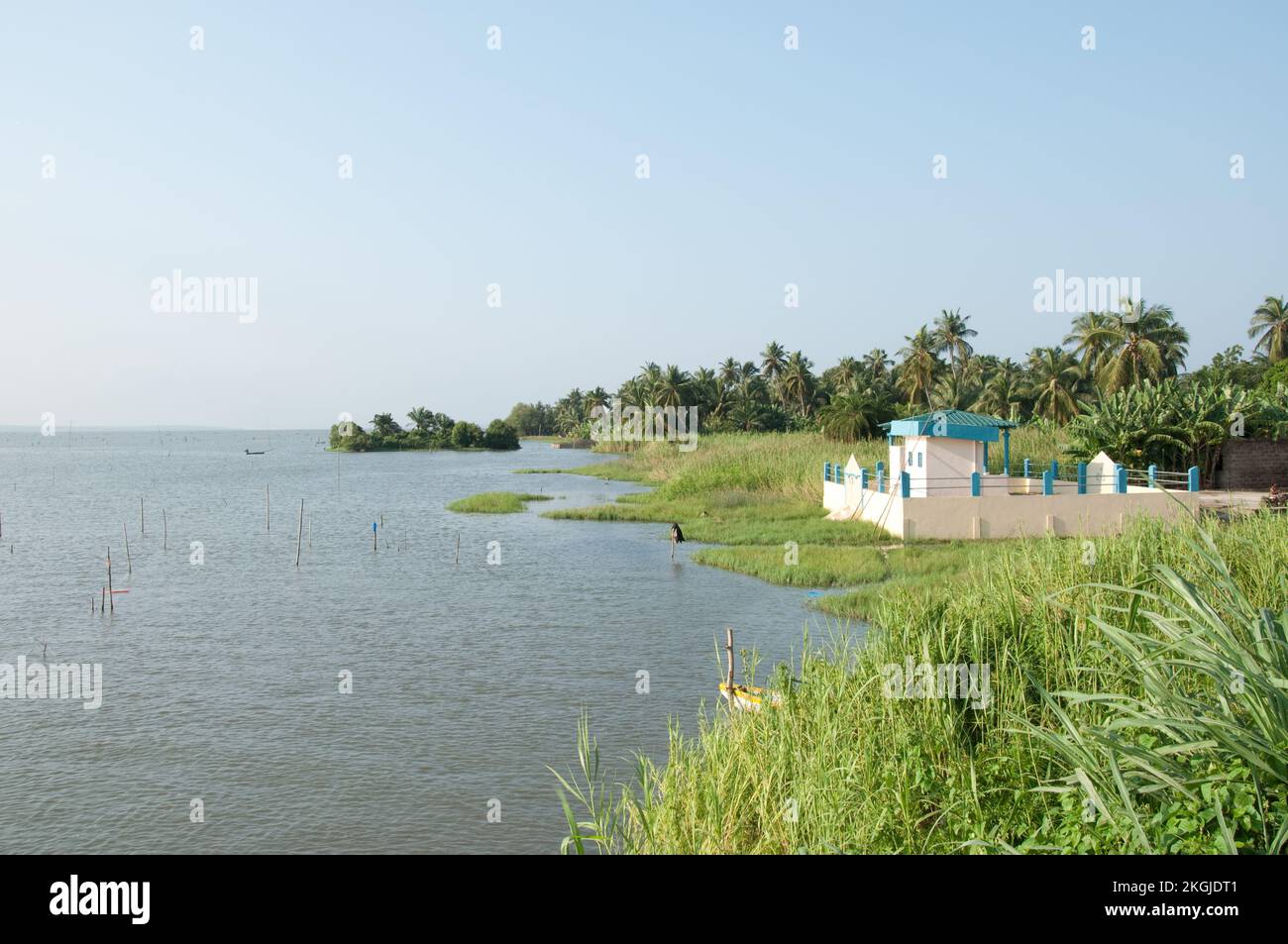 View of LAke Aheme, Benin. Lake Aheme is a Voodou Centre in Benin, but ...