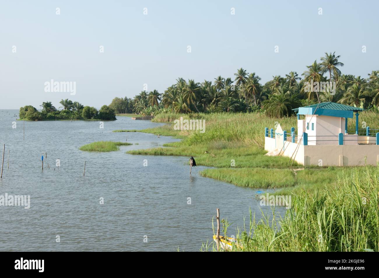 View of Lake Aheme, Benin. Lake Aheme is a Voodou Centre in Benin, but ...